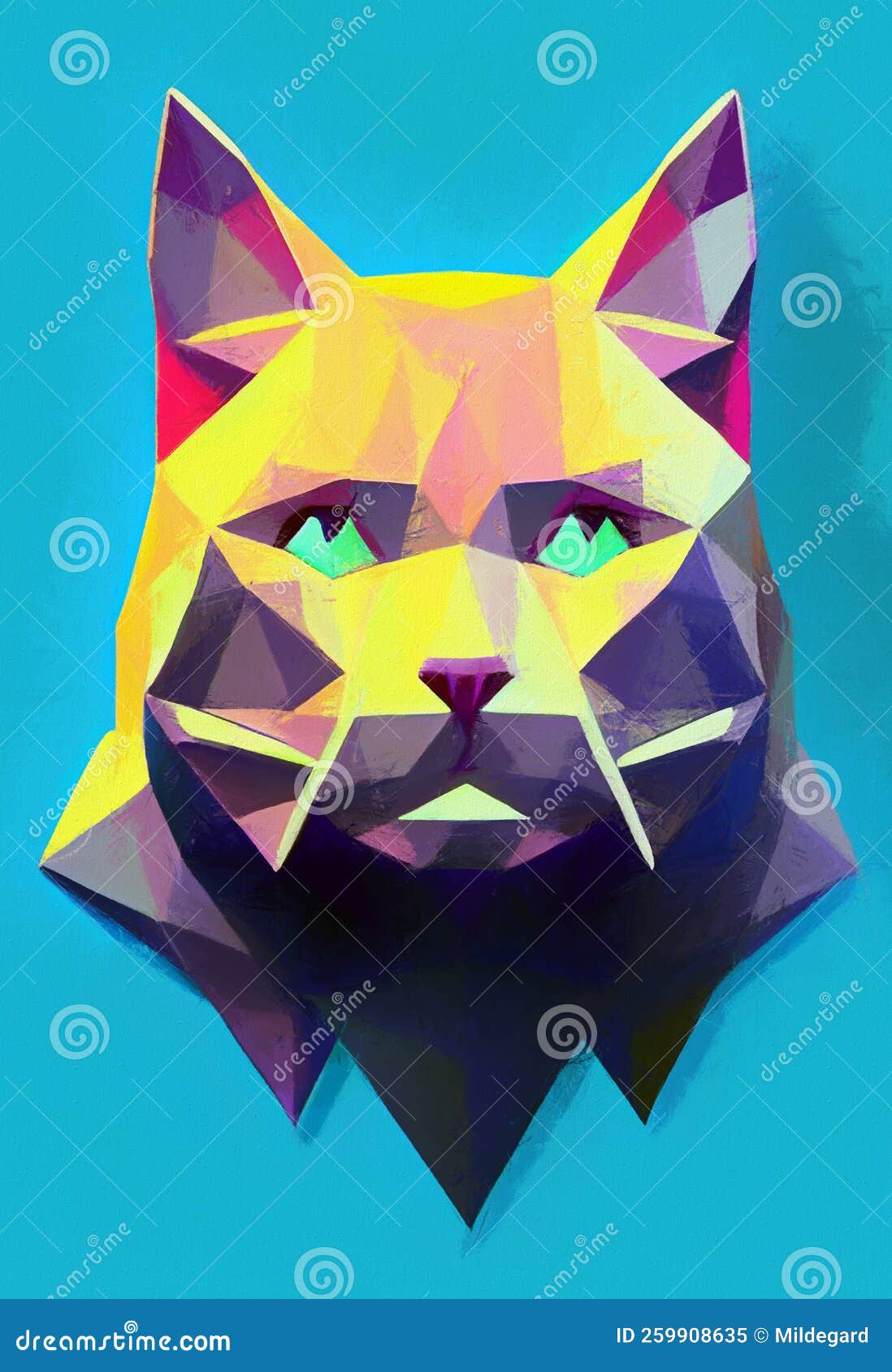 Low Poly Cat - Stylized Digital Art Stock Illustration - Illustration ...