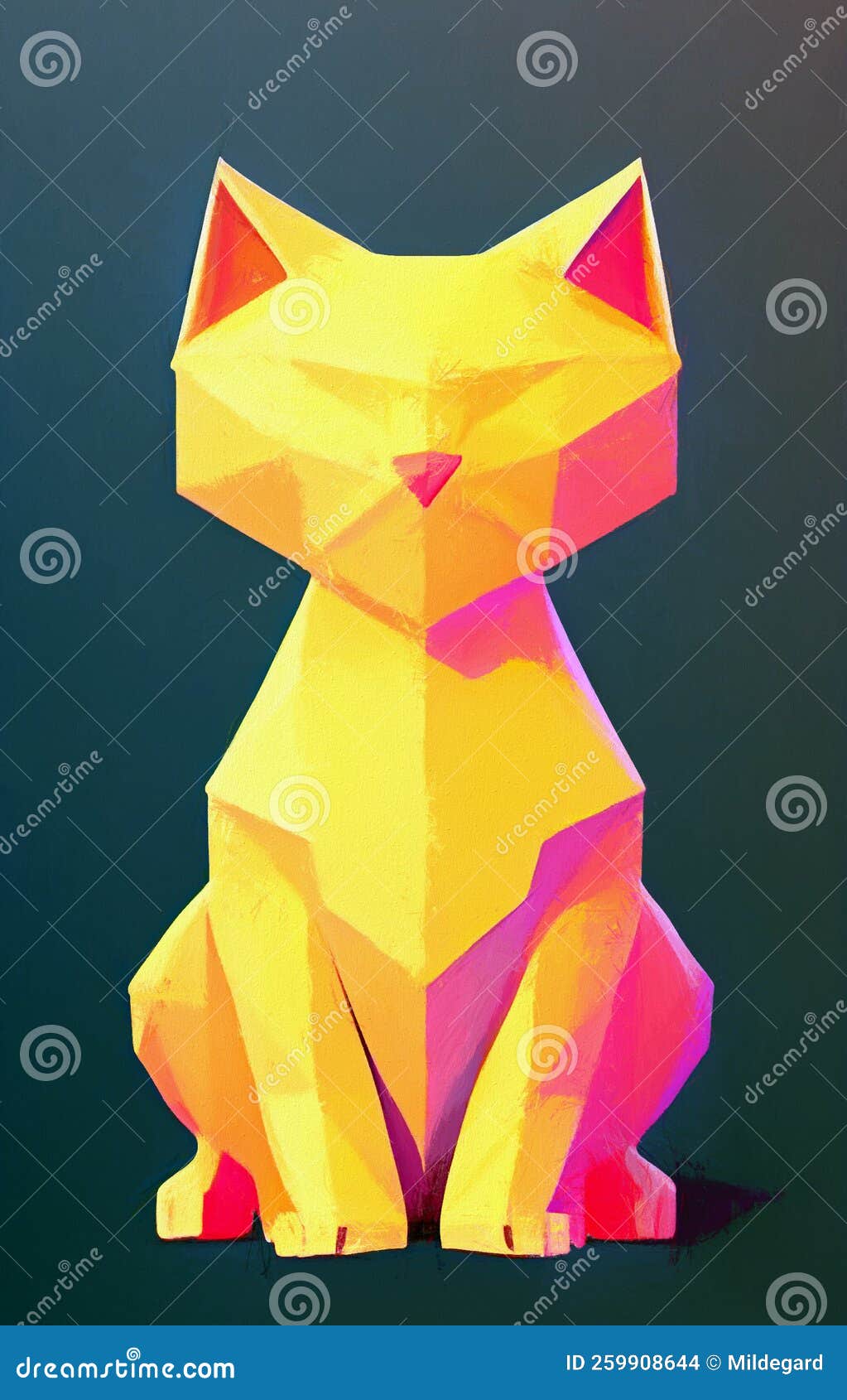 Low Poly Cat - Stylized Digital Art Stock Illustration - Illustration ...
