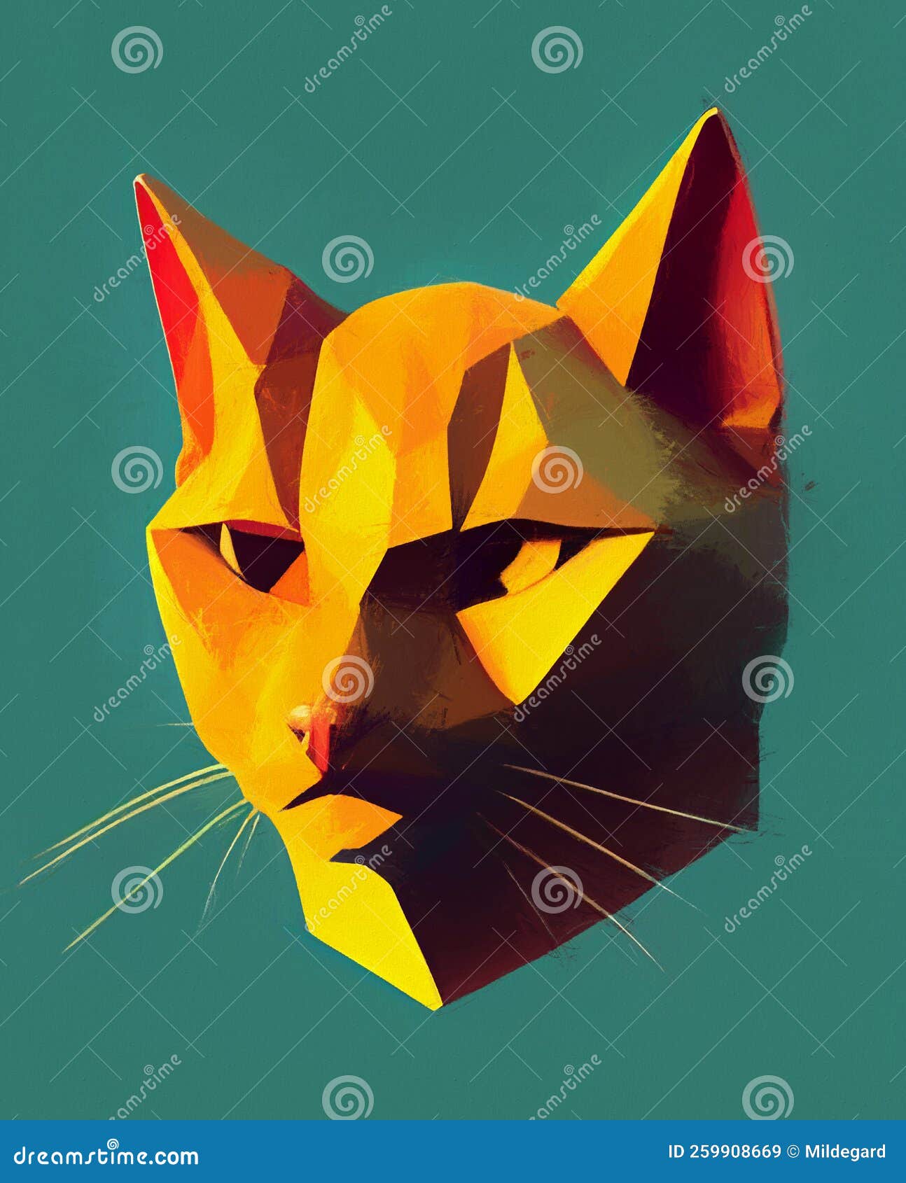Low Poly Cat - Stylized Digital Art Stock Illustration - Illustration ...