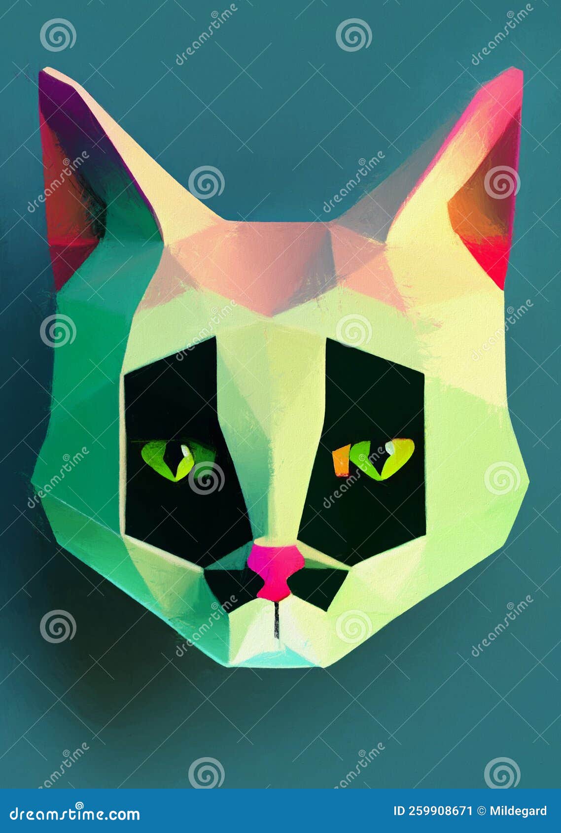 Low Poly Cat - Stylized Digital Art Stock Illustration - Illustration ...
