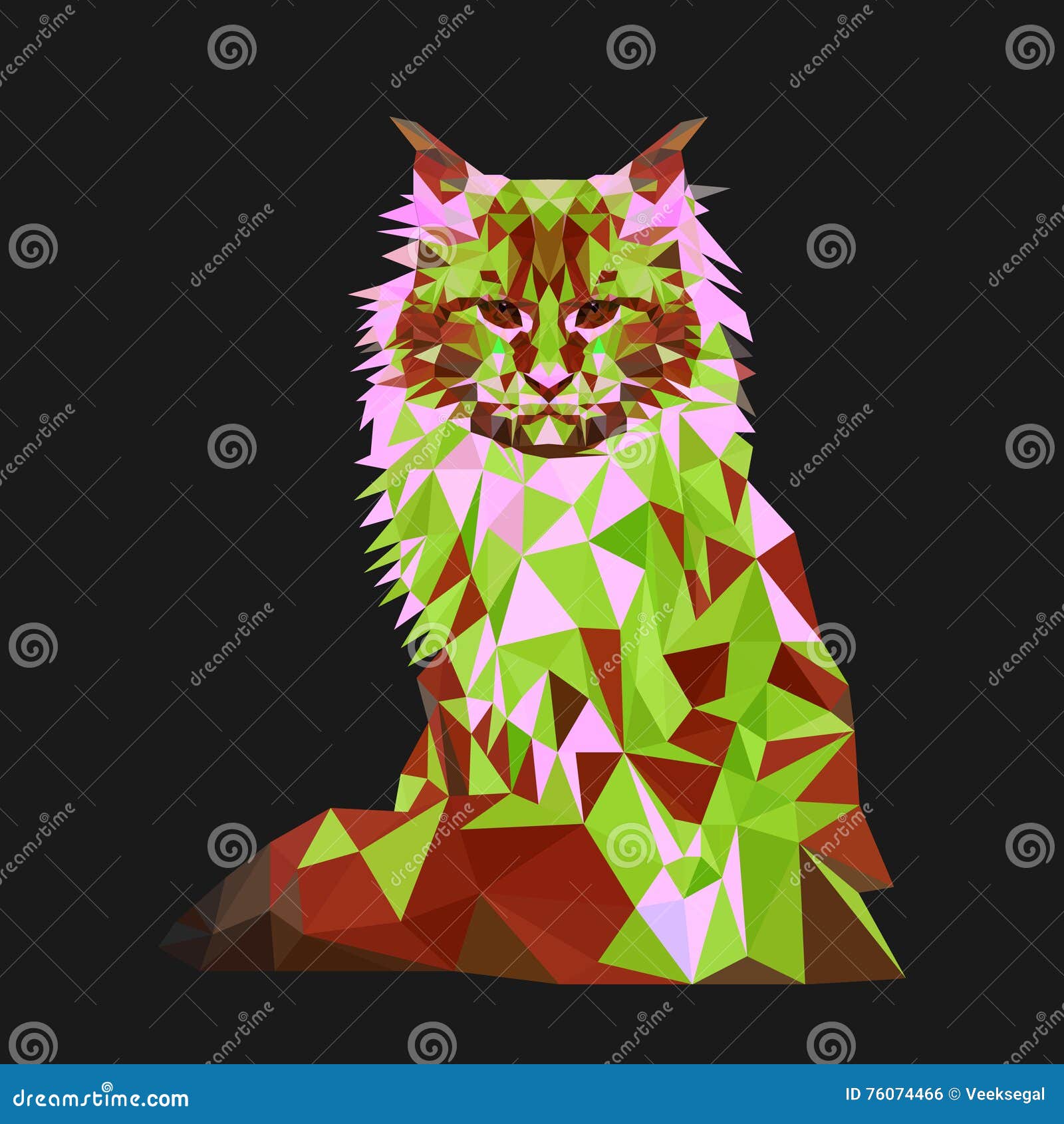 Low Poly Cat. Triangle Polygonal Stile Siamese Kitten. Flat Design ...
