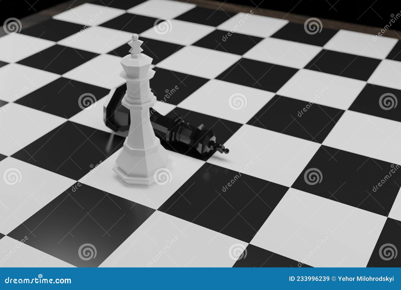 Low Poly Chess Set on the Board. Stock Illustration - Illustration of ...