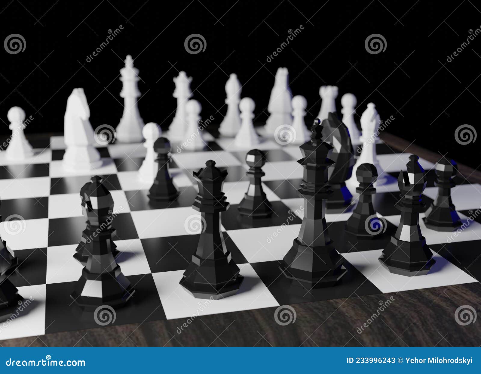 Low Poly Chess Set On The Board. Royalty-Free Cartoon | CartoonDealer ...