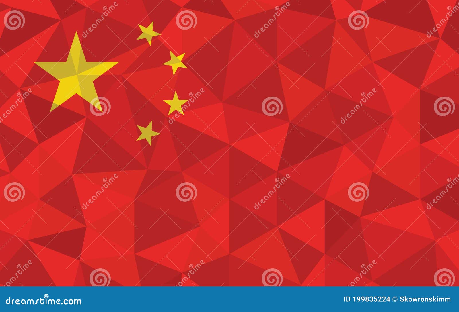 Low Poly China Flag Vector Illustration. Triangular Chinese Flag ...