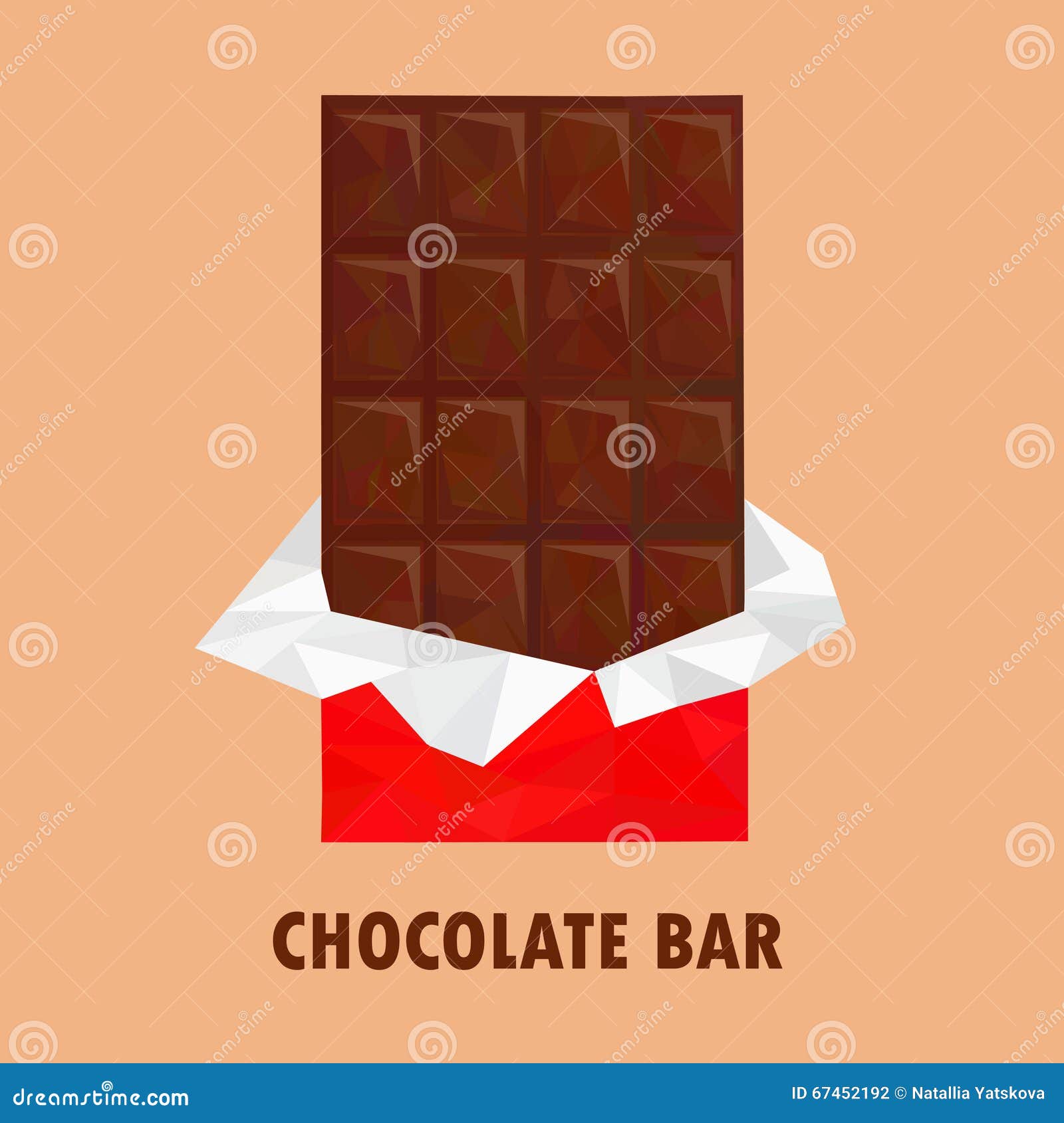 Low poly chocolate bar stock vector. Illustration of element - 67452192