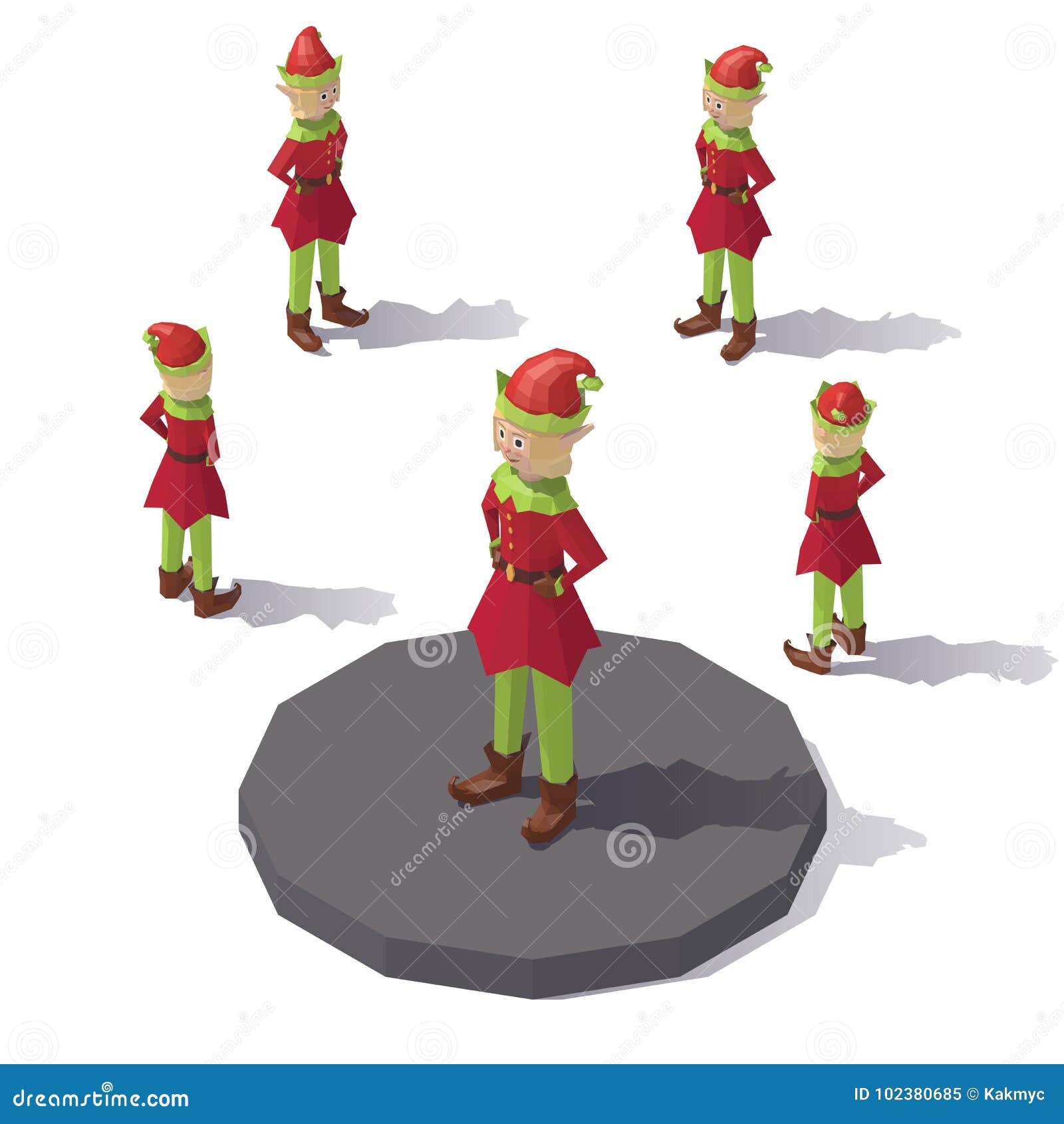 Low poly Christmas elf stock vector. Illustration of greeting - 102380685