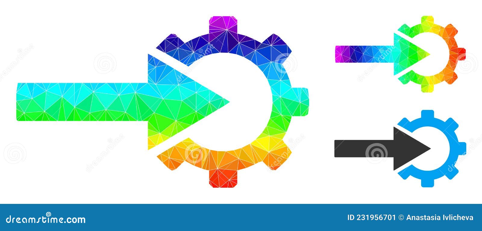 Vector Triangle Filled Cog Integration Icon with Rainbow Gradient Stock ...