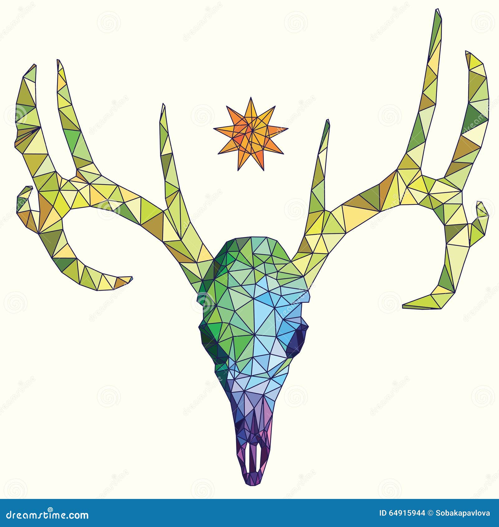 Low-poly Colorful Geometric Deer Skull with Sun Art Stock Illustration ... Low-poly Colorful Geometric Deer Skull with Sun Art Stock Illustration ...
