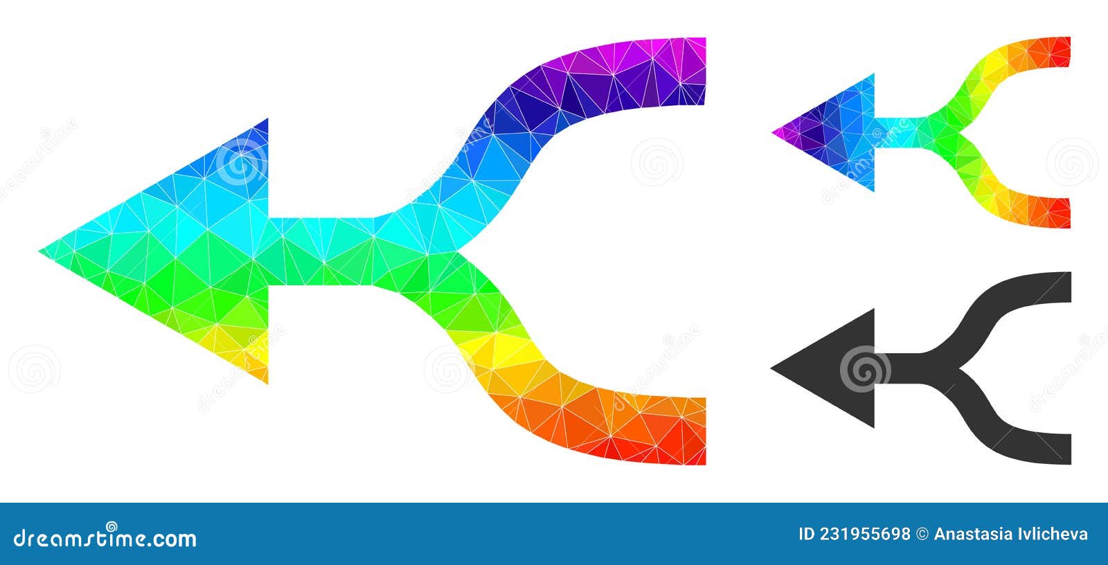 Vector Triangle Filled Combine Arrow Left Icon with Rainbow Gradient ...