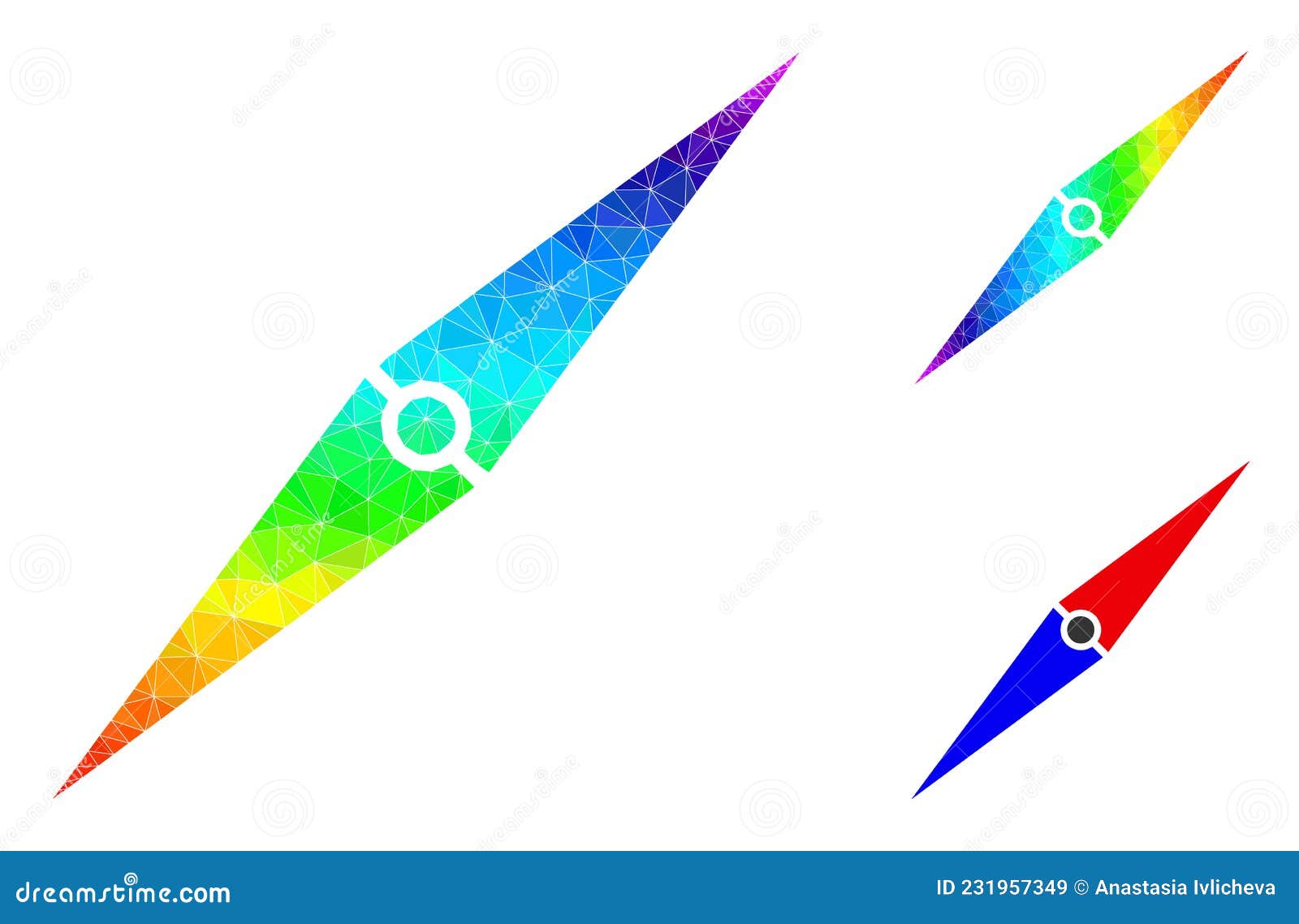 Vector Polygonal Compass Arrow Icon with Rainbow Gradient Stock Vector ...