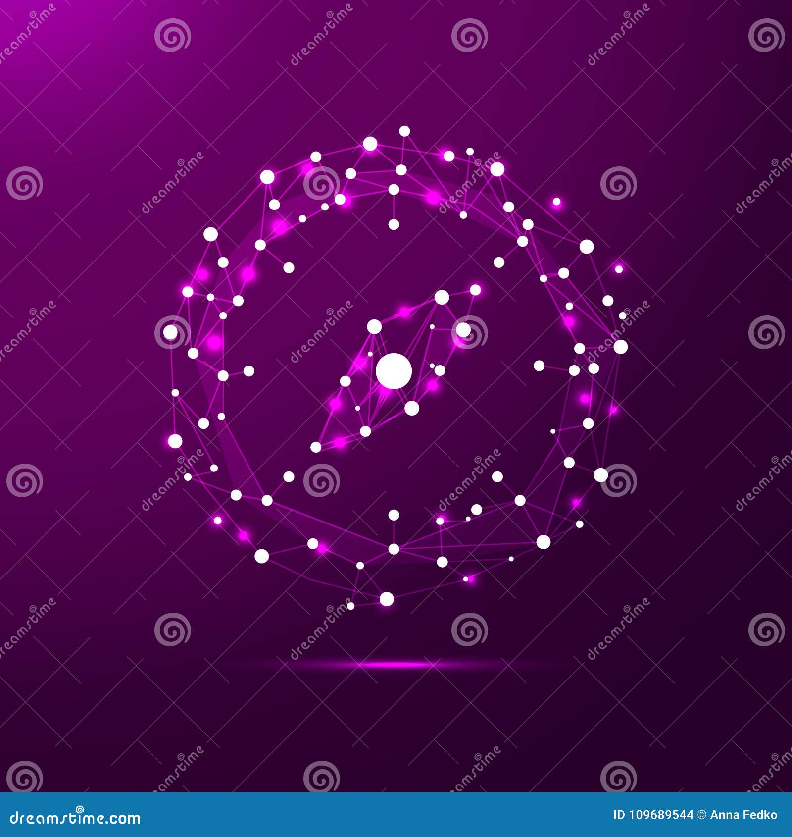 Low Poly Compass in the Form of a Starry Sky or Space, Consisting of ...