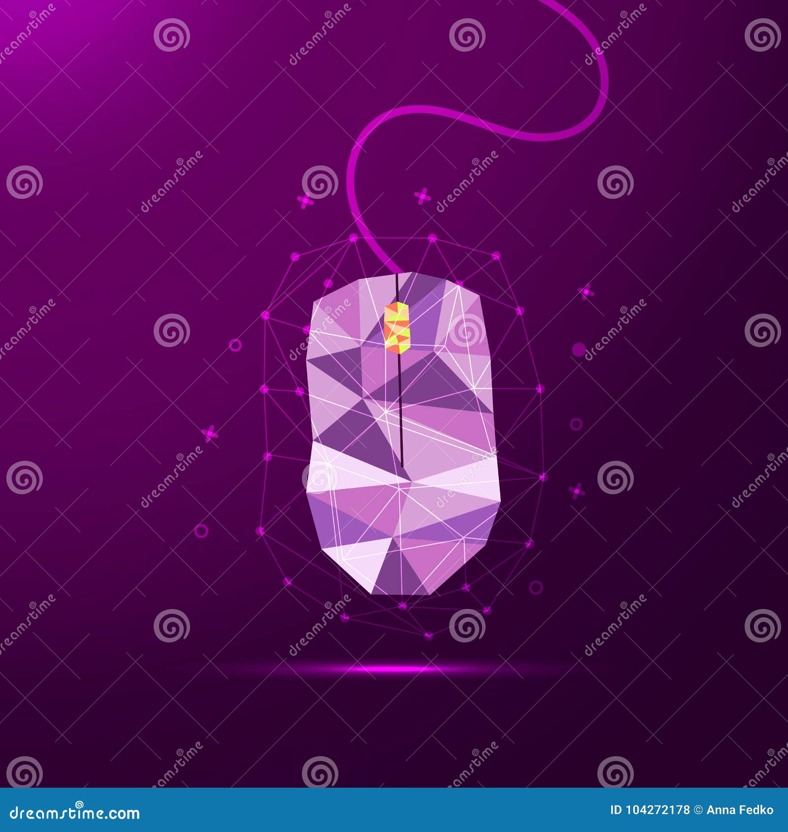 Low Poly Computer Mouse with Lines, Dots and Decorative Elements ...
