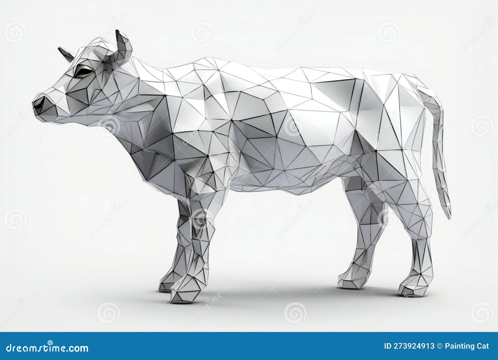 A Low Poly Cow Isolated in White Studio Background Stock Illustration ...