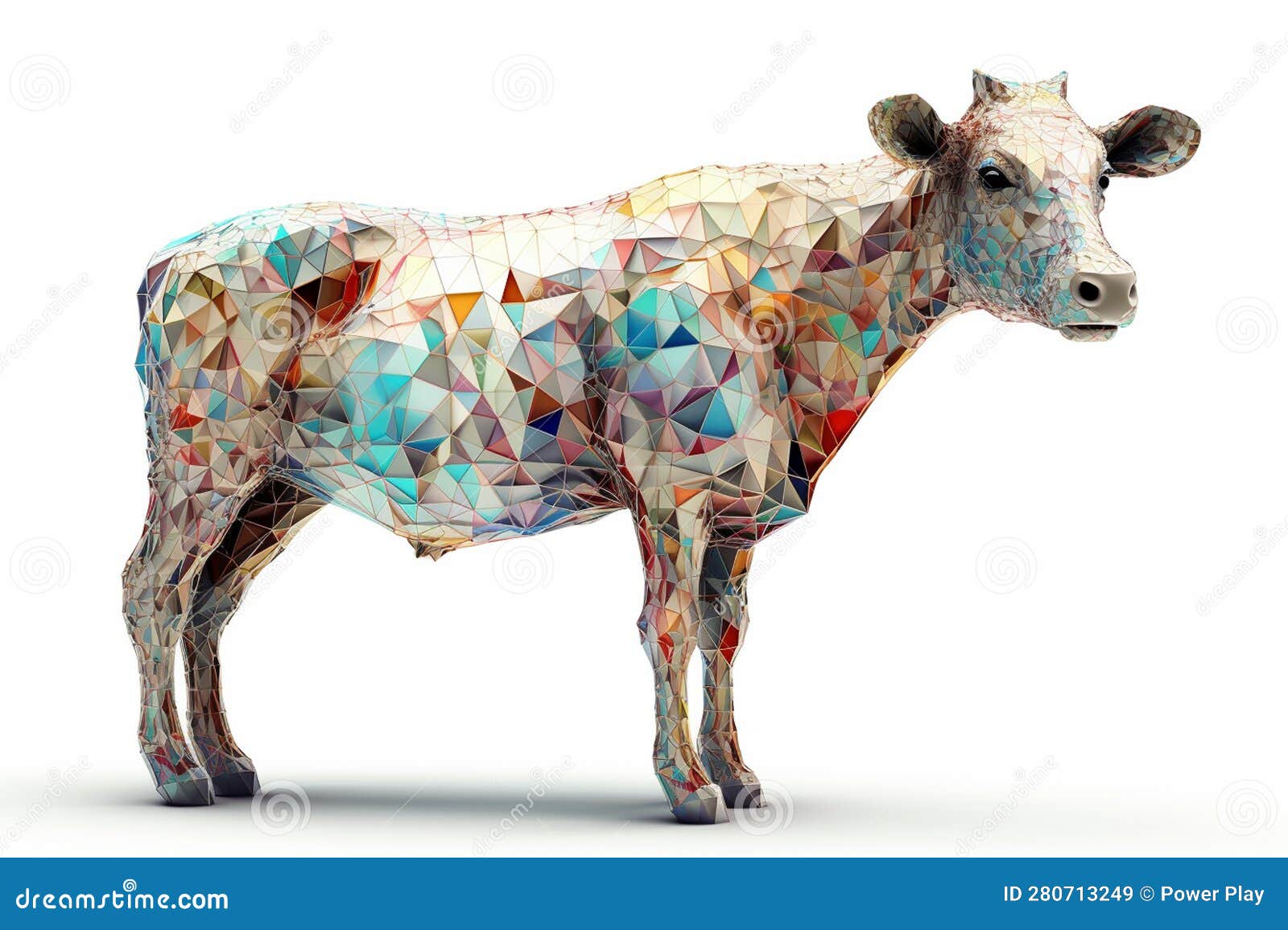 Low Poly Cow on a White Background. 3d Rendering, 3d Illustration Stock ...