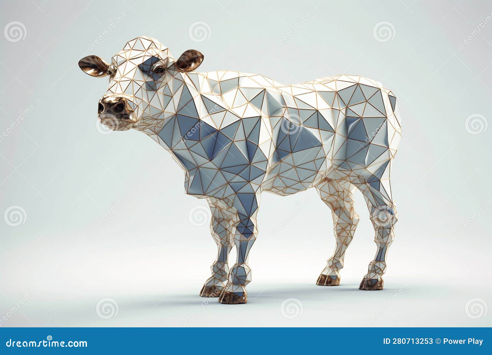 Low Poly Cow on a White Background. 3d Rendering, 3d Illustration Stock ...