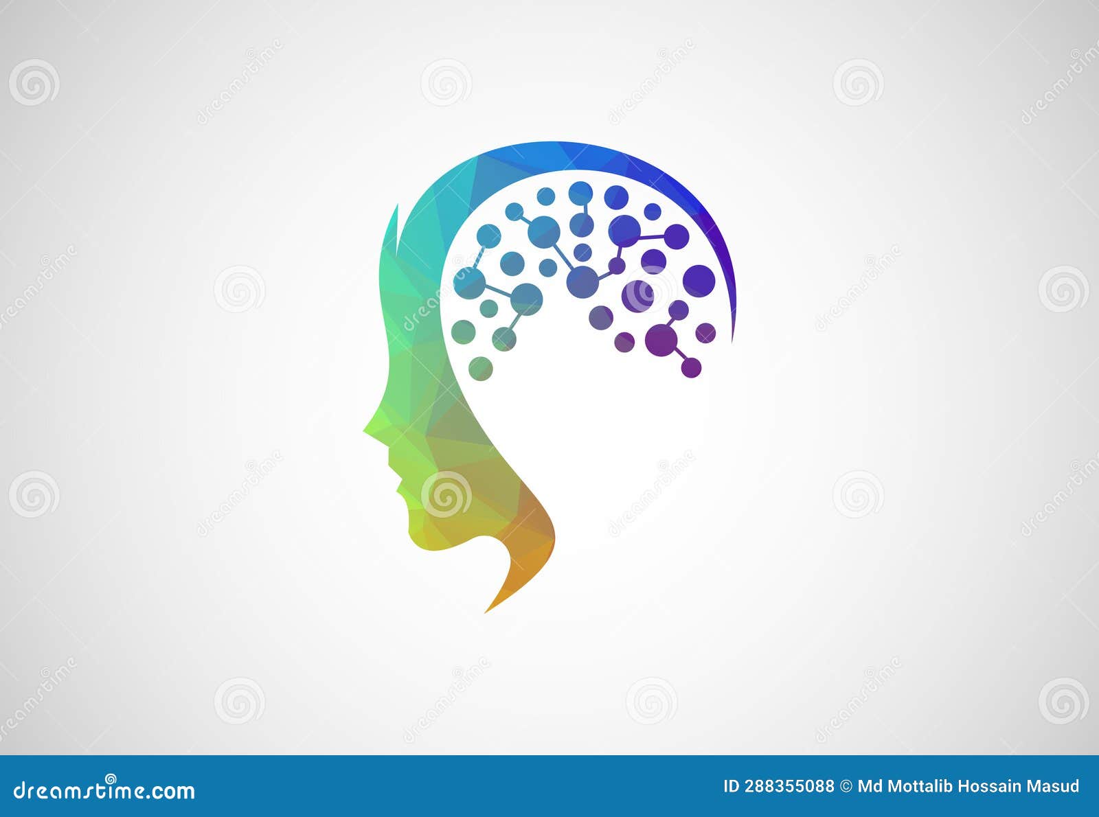 Low Poly Human Mind Brain Logo Design, Vector Illustration Stock ...