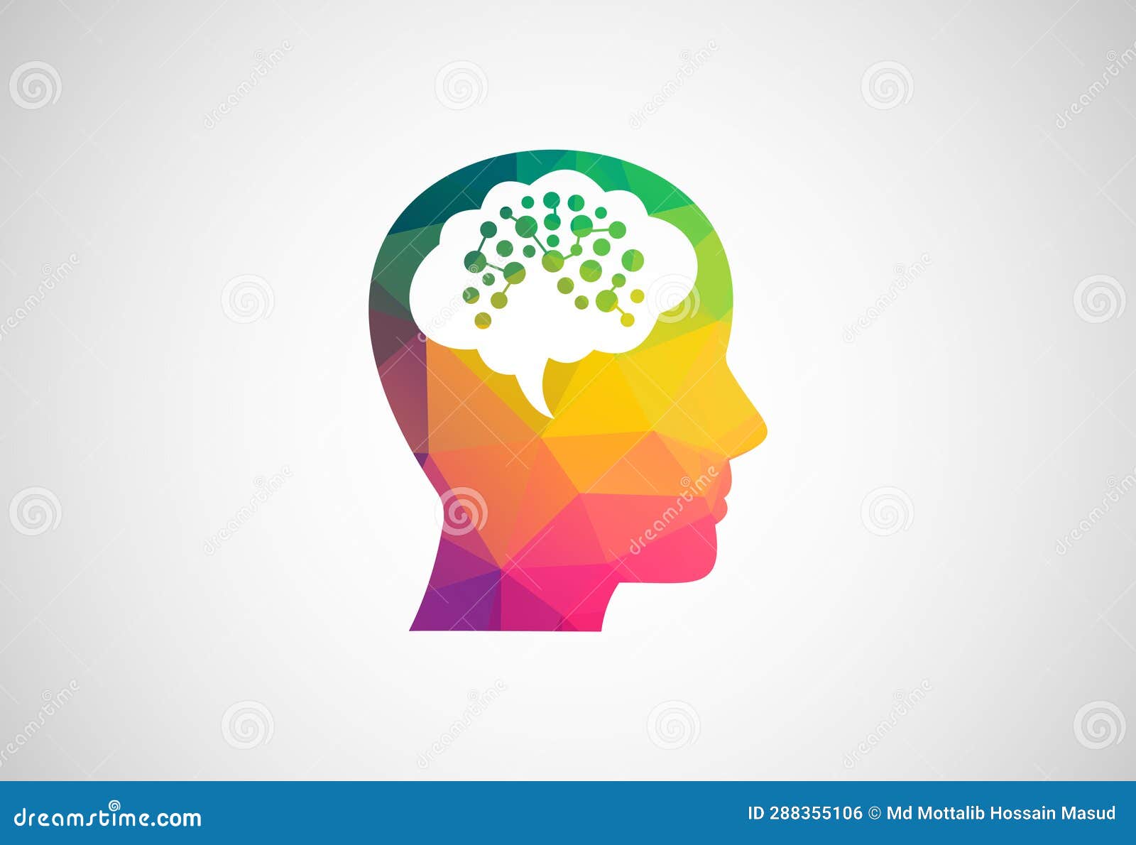 Low Poly Human Mind Brain Logo Design, Vector Illustration Stock ...