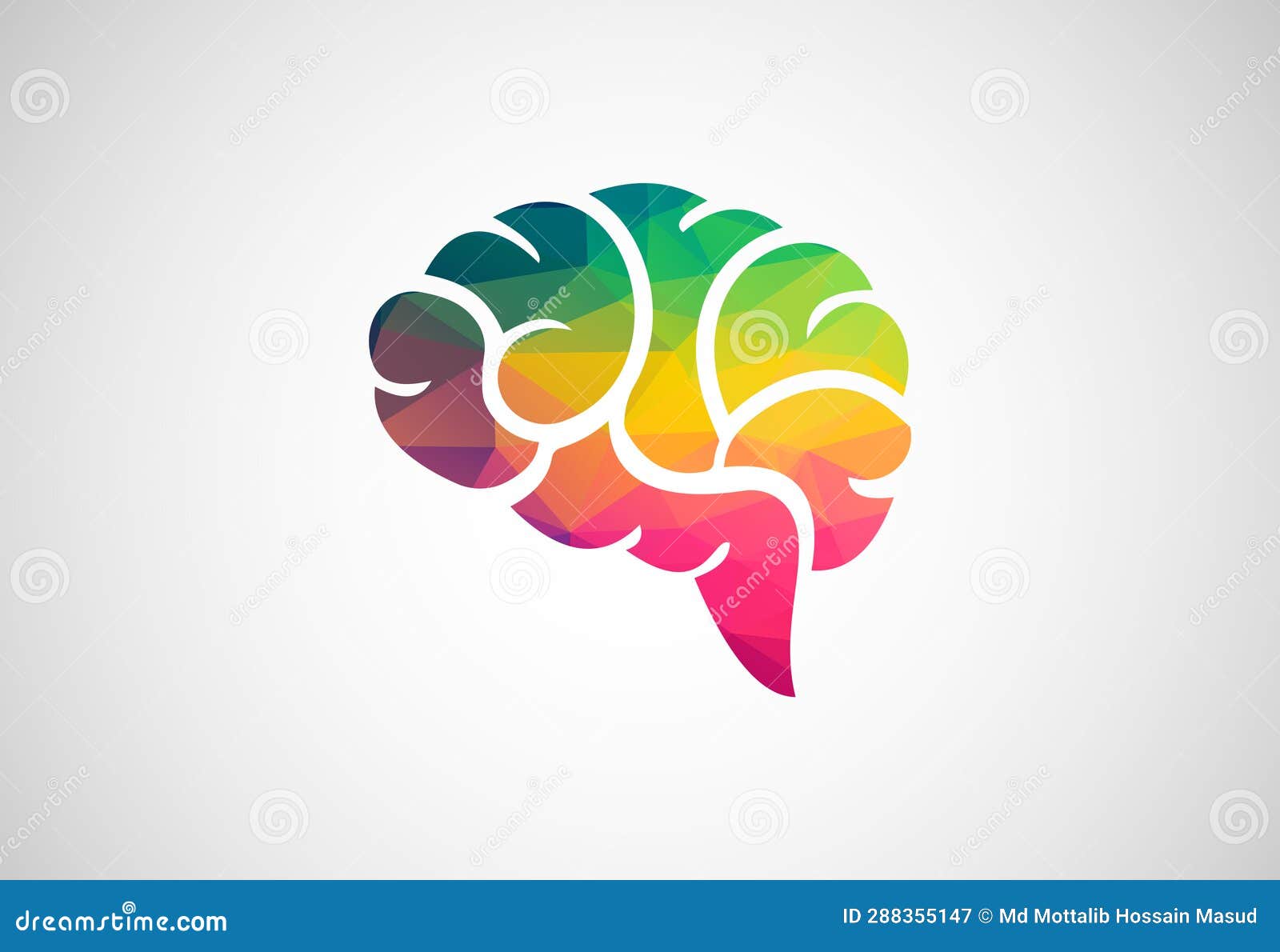 Low Poly Human Mind Brain Logo Design, Vector Illustration Stock ...