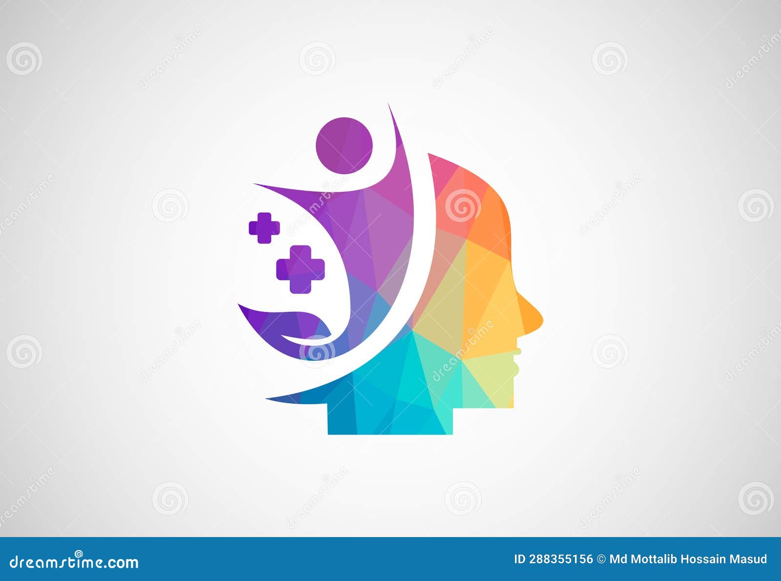 Low Poly Human Mind Brain Logo Design, Vector Illustration Stock ...