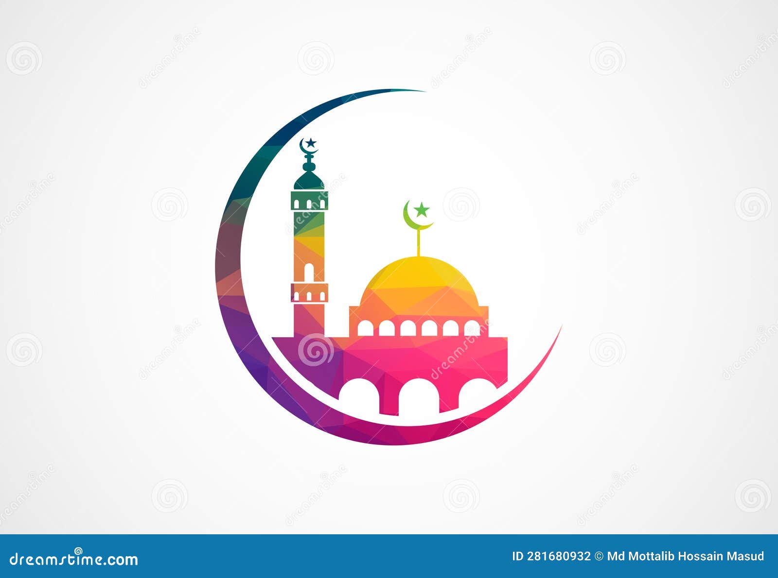Low Poly and Mosque Logo Design, Islamic Logo Template, Vector ...