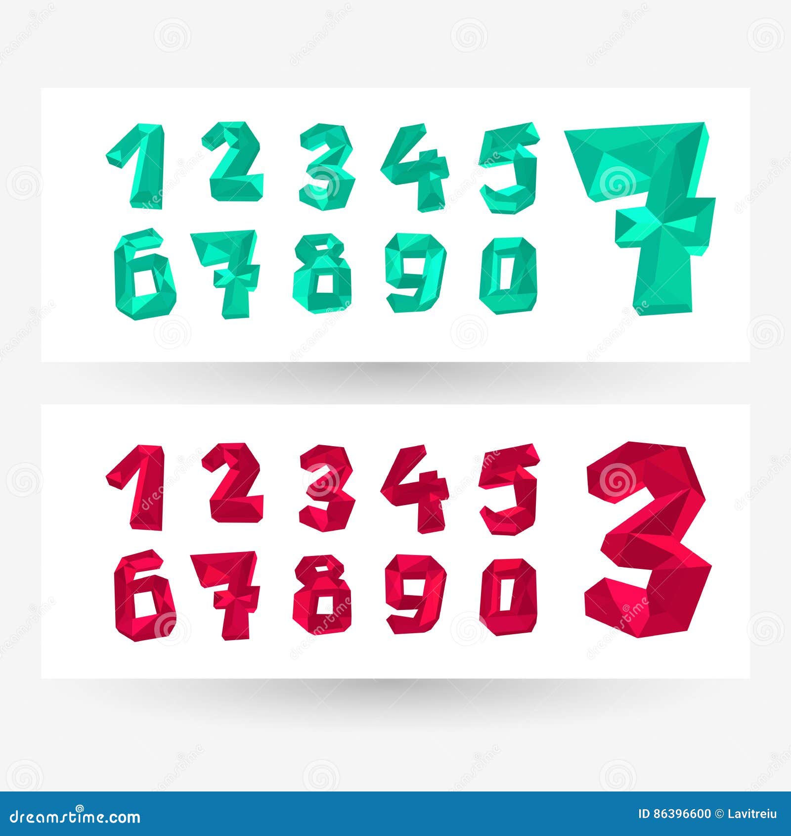 Low poly crystal numbers stock vector. Illustration of modern - 86396600