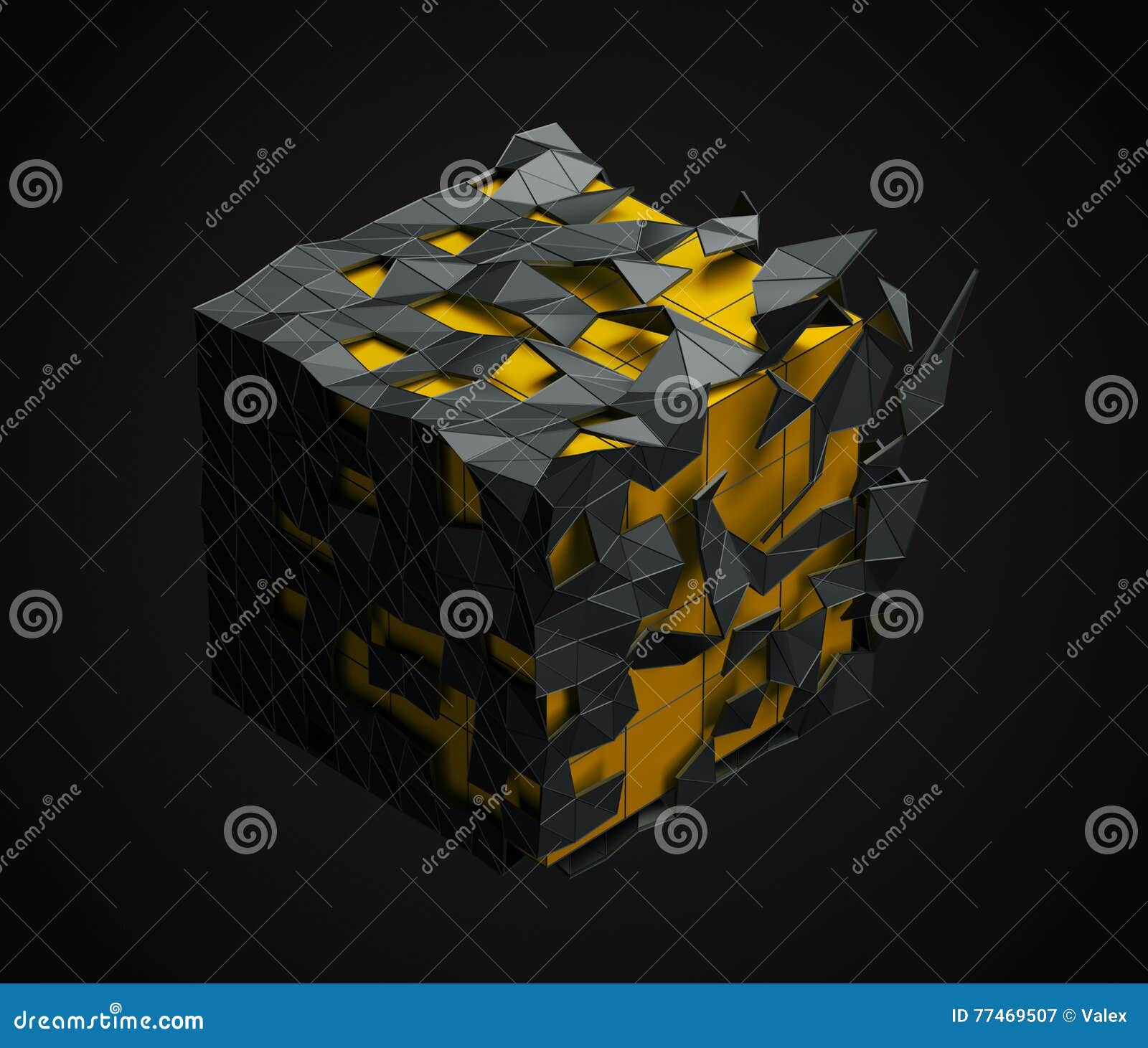 Low Poly Cube with Chaotic Structure. Stock Illustration - Illustration ...