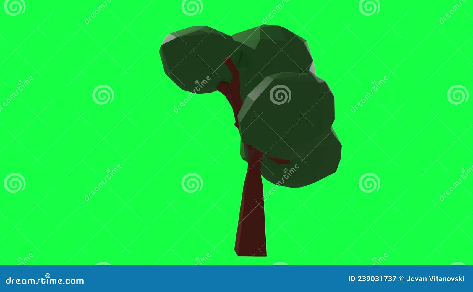 Low Poly 3d Animation of a Tree on Green Screen Stock Video - Video of ...