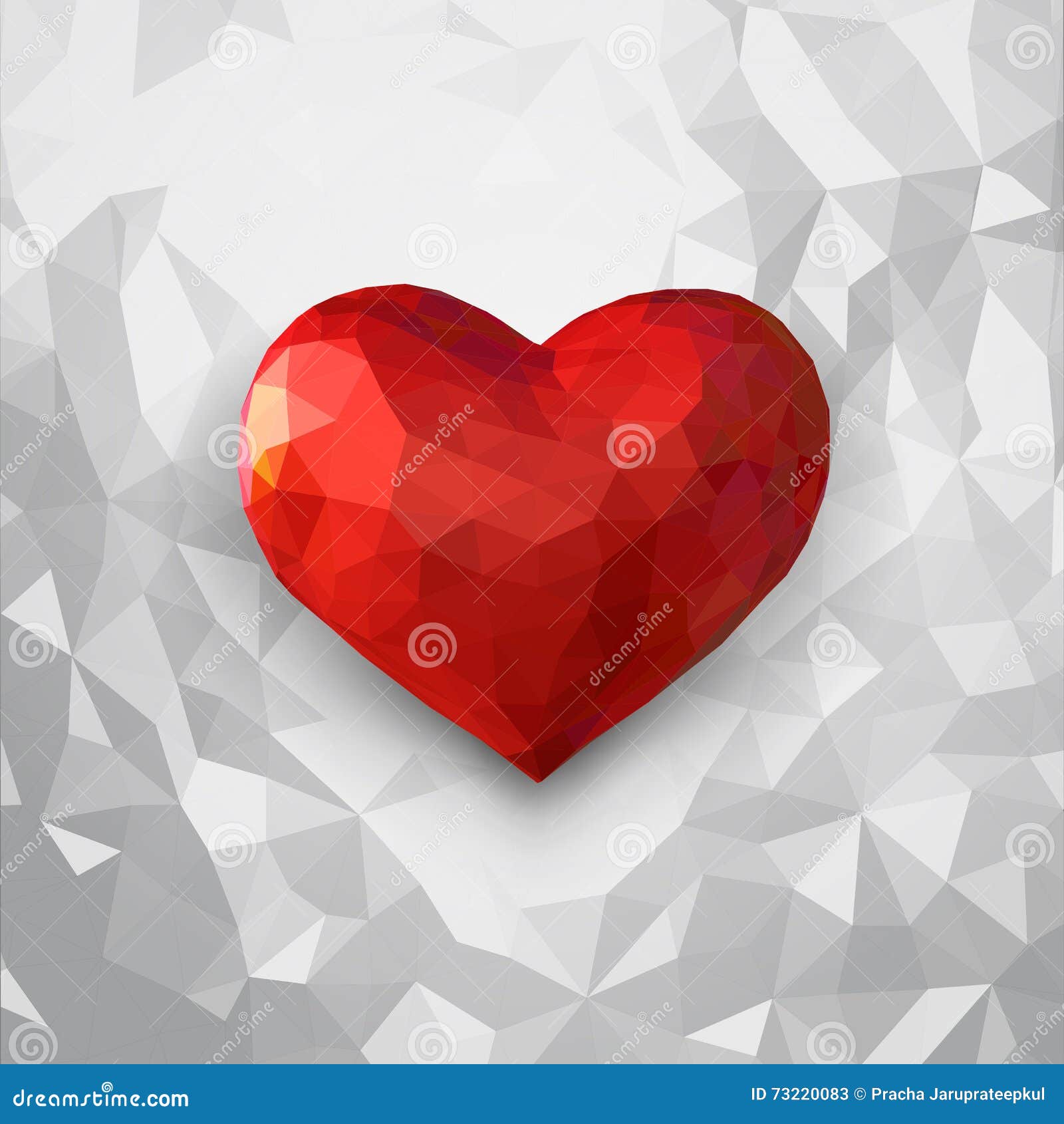 Low Poly 3D Heart Symbol on White Background Stock Vector ...