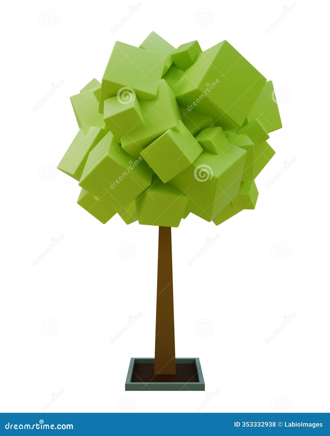 Low Poly 3D Illustration of a Tree Stock Illustration - Illustration of ...
