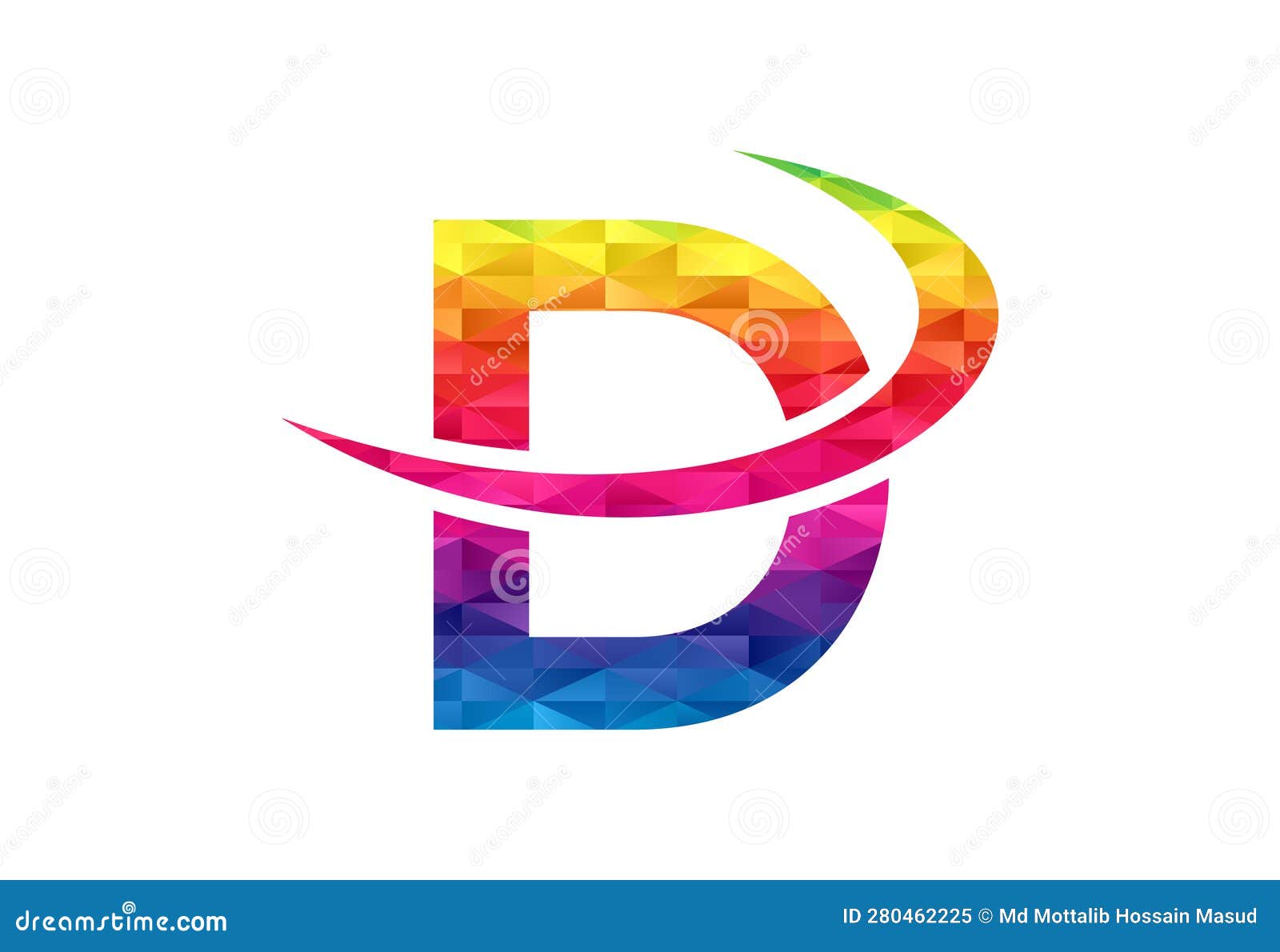 Low Poly D Letter Logo with Sign Symbol, Vector Illustration Stock ...