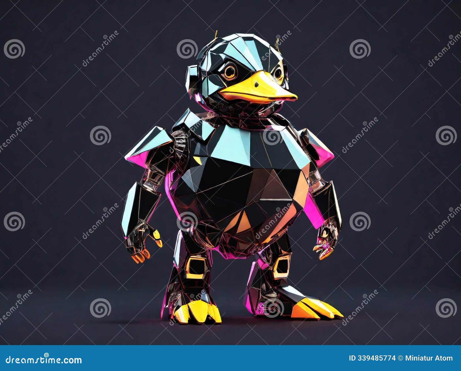 Cyborg Penguins With Climate Adaptation Features Thriving In Neon Lit ...