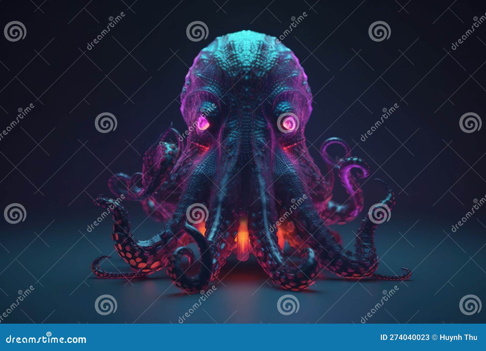 Low Poly 3D Octopus, Front Facing, Led Color Background, Colorful ...