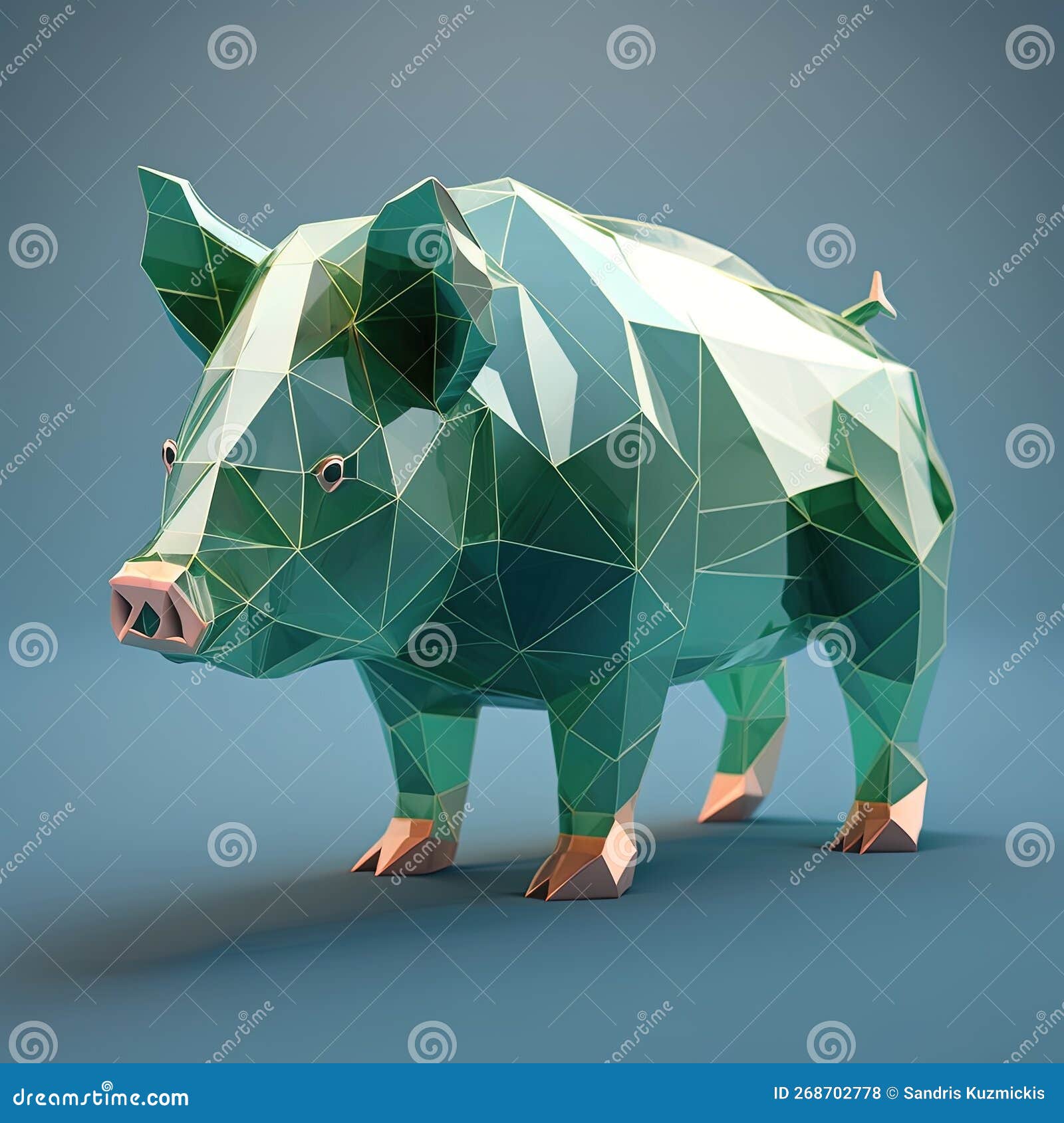Low Poly 3d Rendered Pig. Generative AI Stock Illustration ...