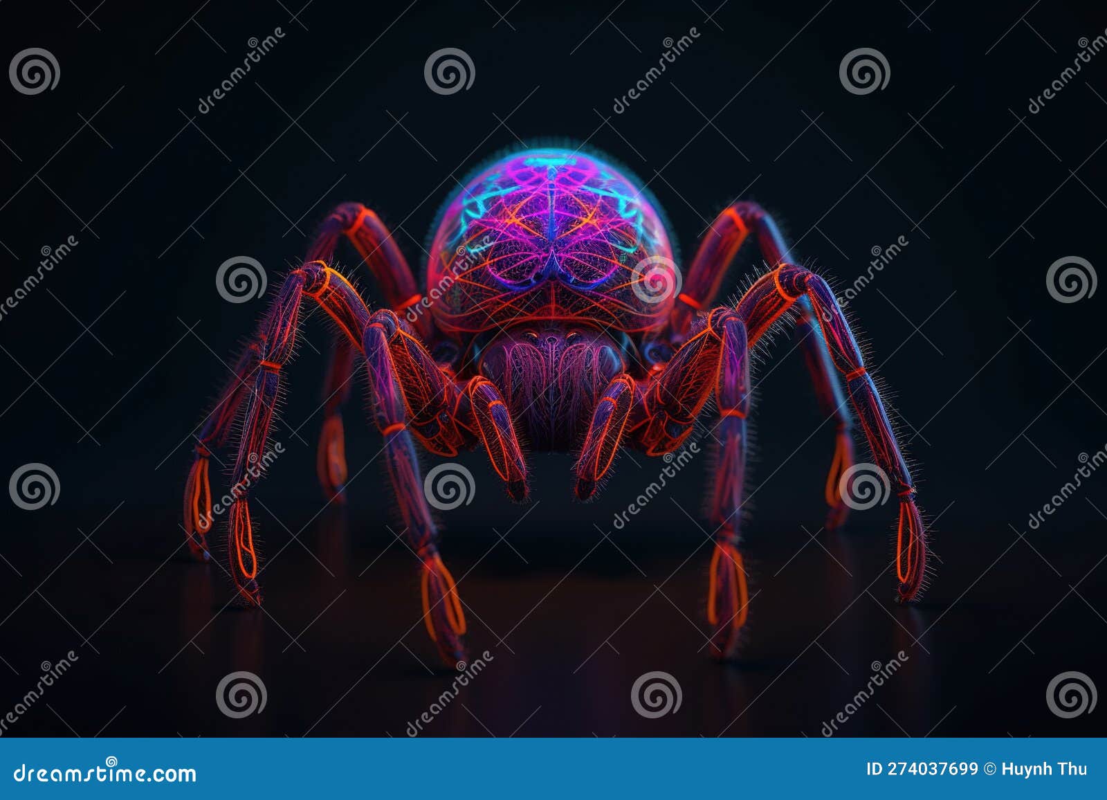 Low Poly 3D Spider, Front Facing, Led Color Background, Colorful AI ...