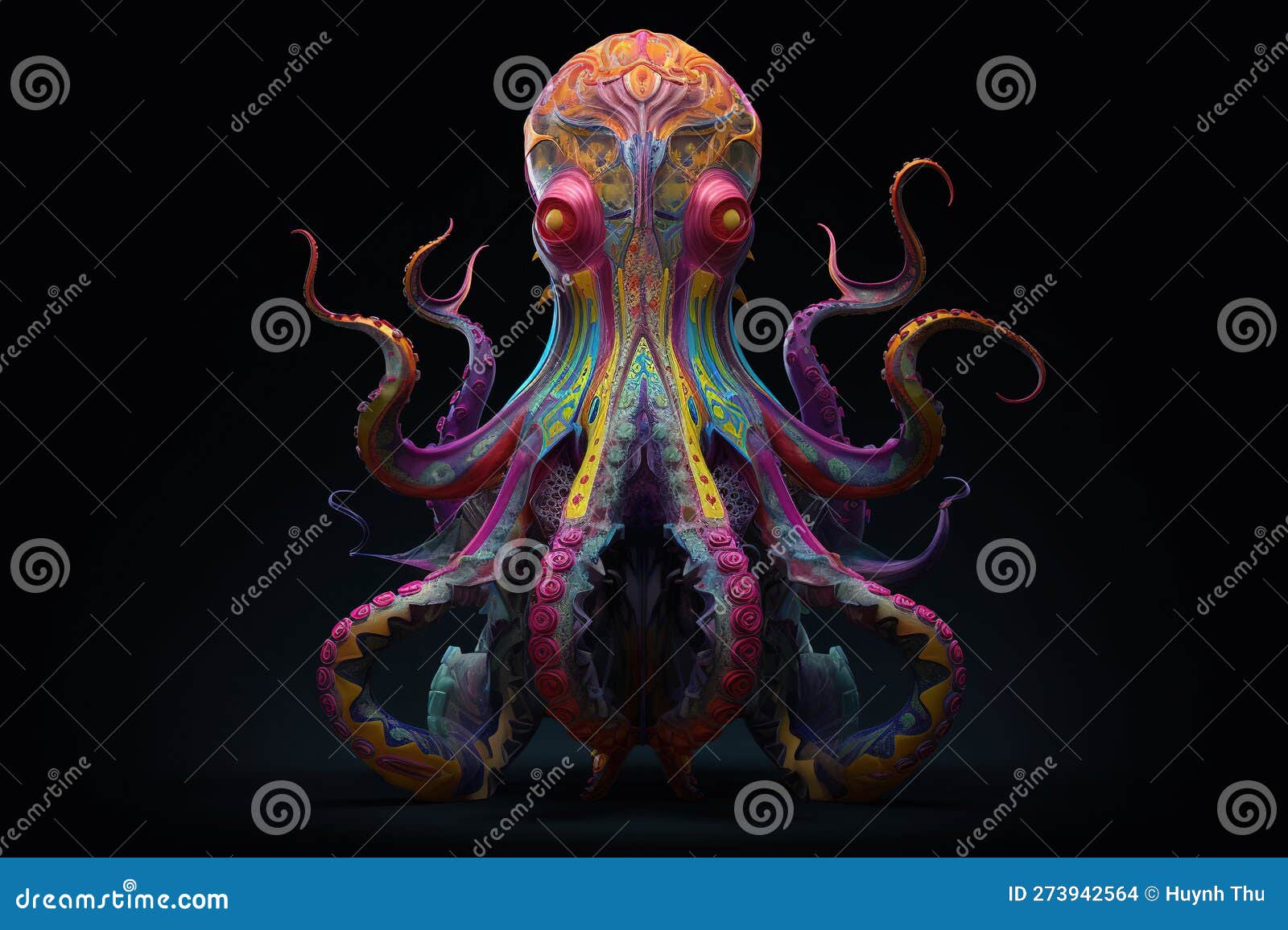 Low Poly 3D Squid Colorful Texture Object Stock Photo - Image of head ...