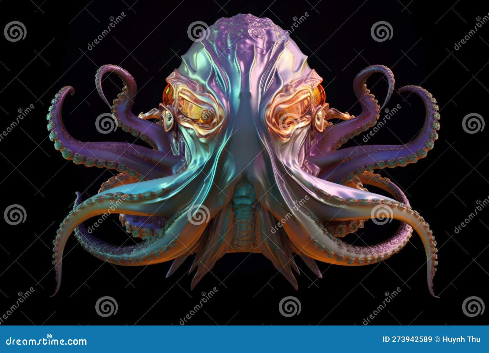 Low Poly 3D Squid Colorful Texture Object Stock Illustration ...