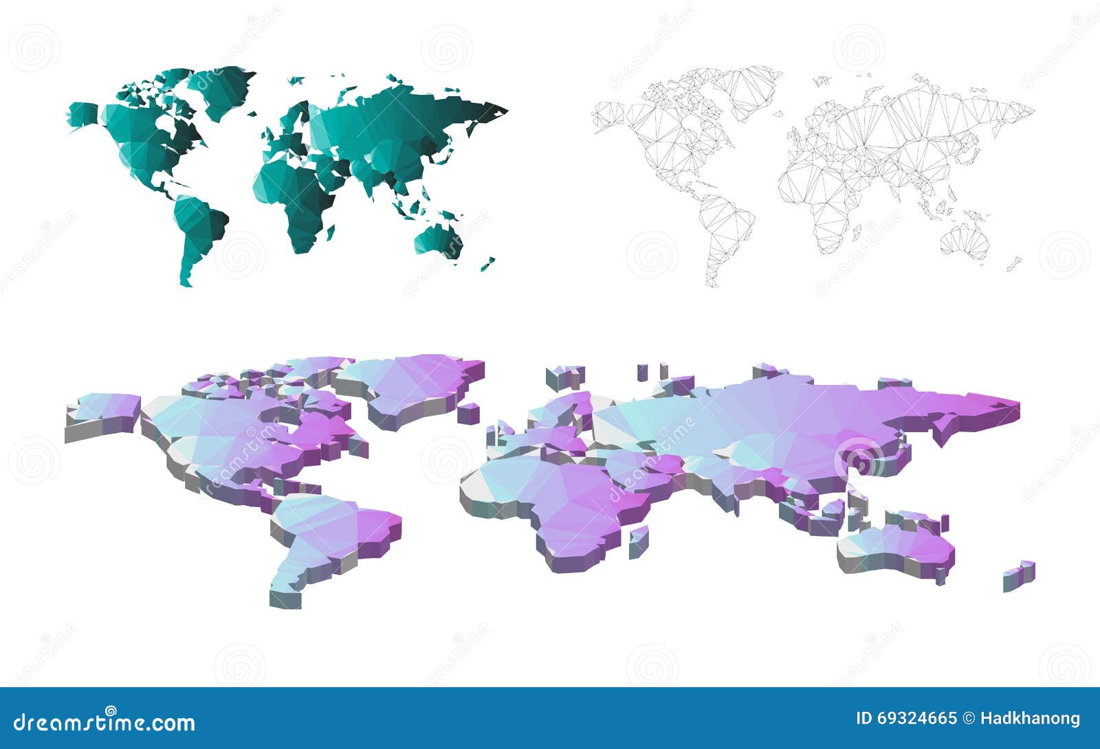 Low Poly of 3D and Structure Line World Map Stock Vector - Illustration ...