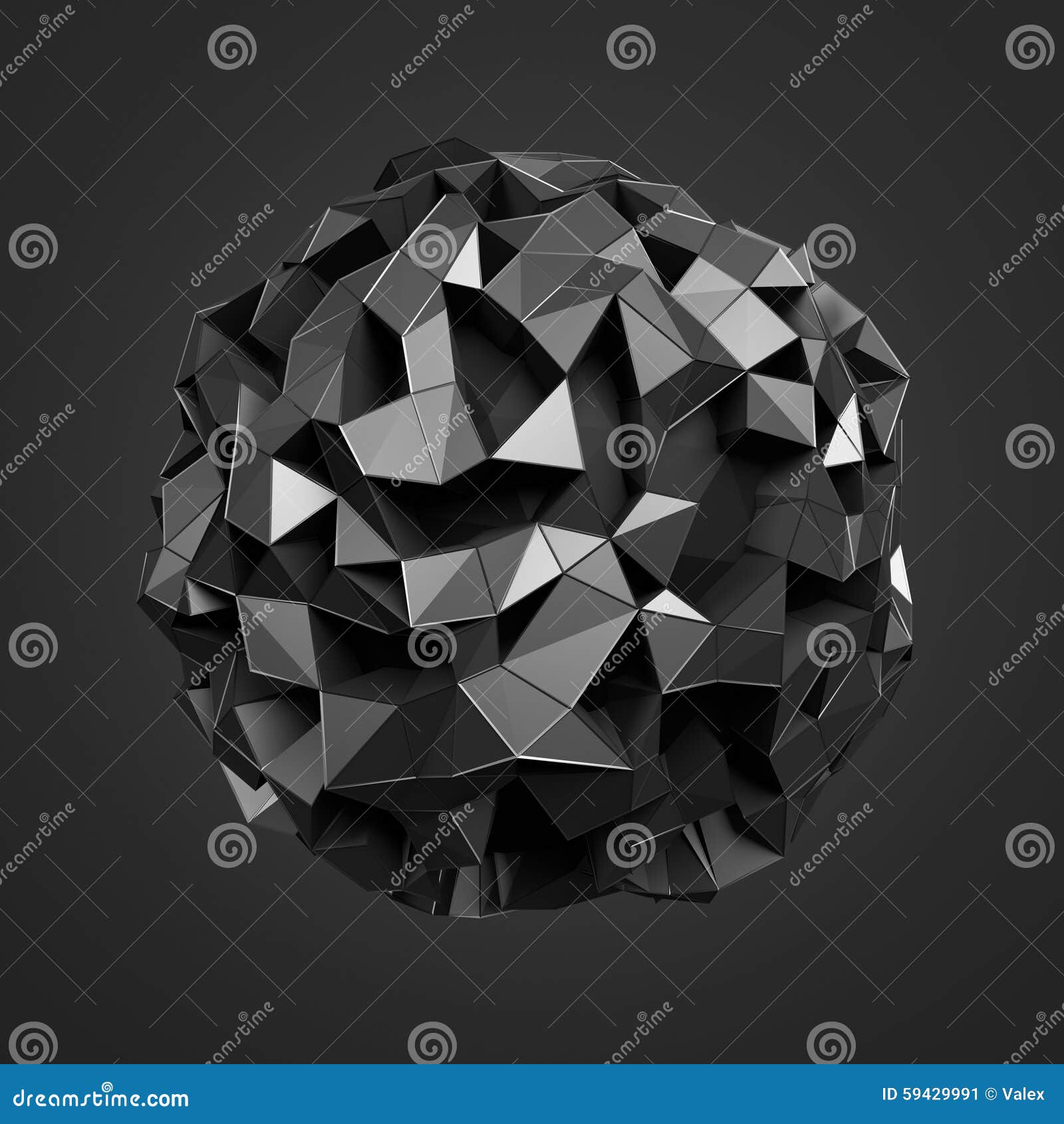 Low Poly Dark Sphere with Chaotic Structure Stock Illustration ...