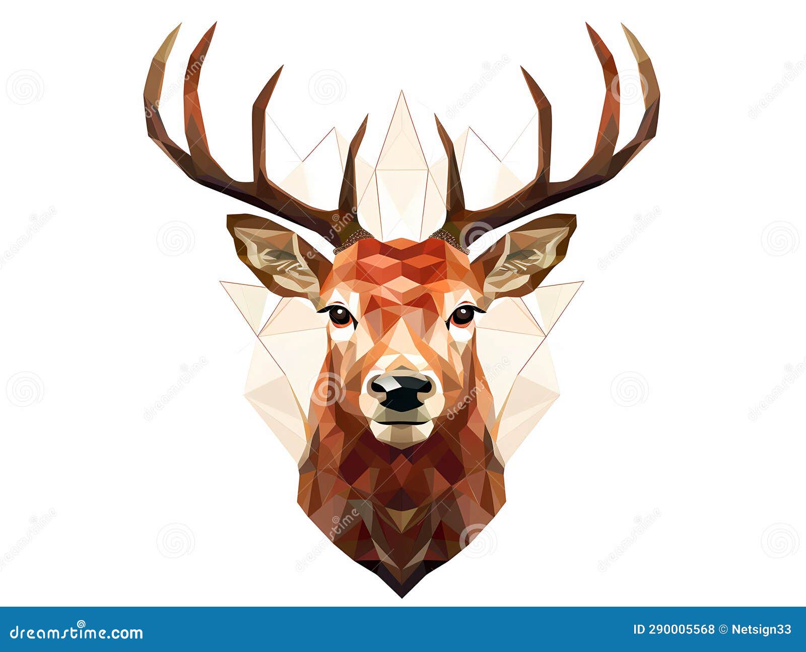 Low Poly Deer Head stock illustration. Illustration of snow - 290005568