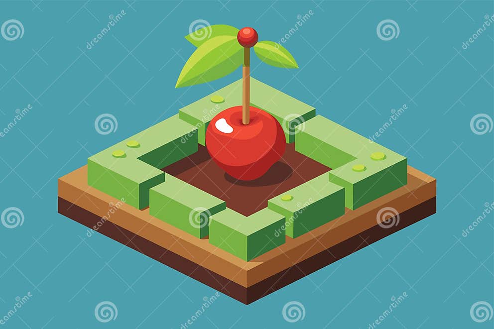 A Low Poly Design of a Cherry Fruit Featuring a Green Leaf in ...
