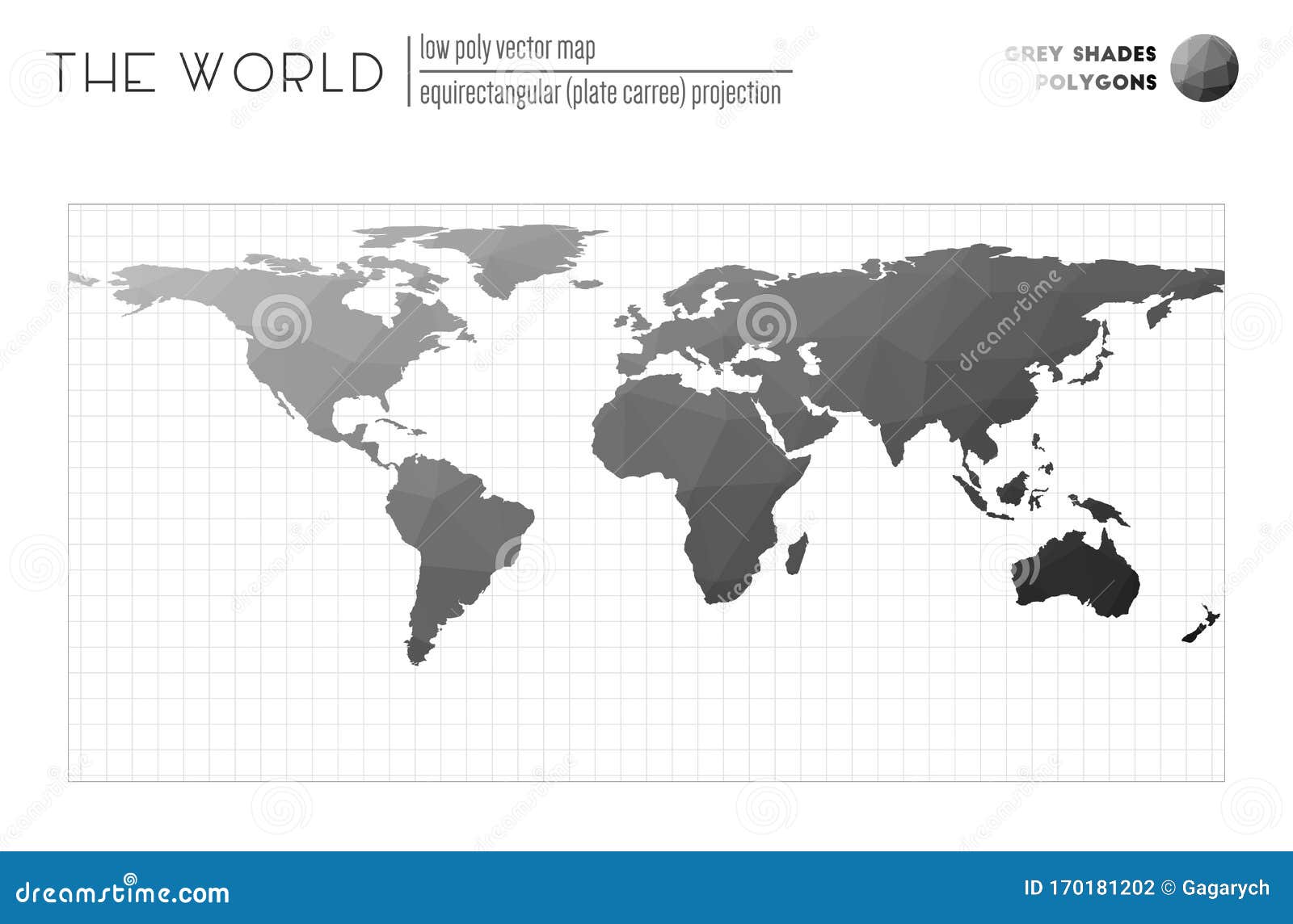 World Map. Equirectangular Plate Carree. Vector Illustration ...