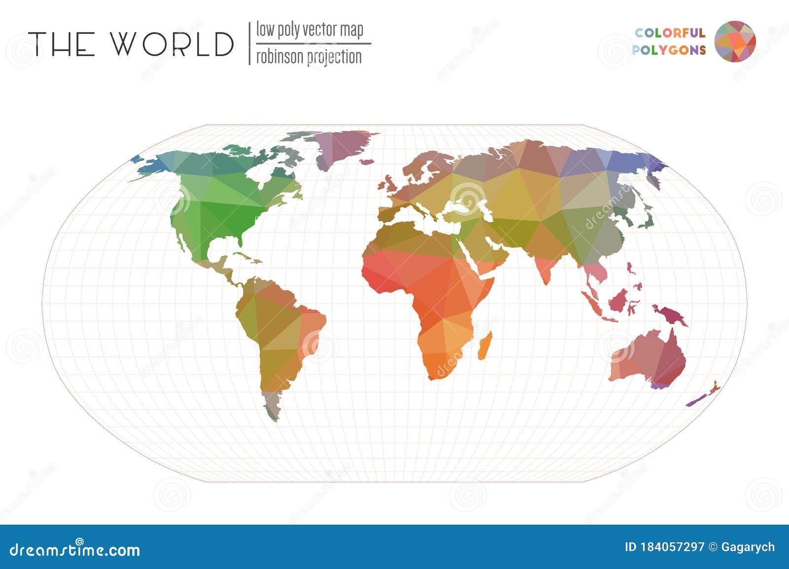 World Map In Robinson Projection With Meridians And Parallels Grid ...