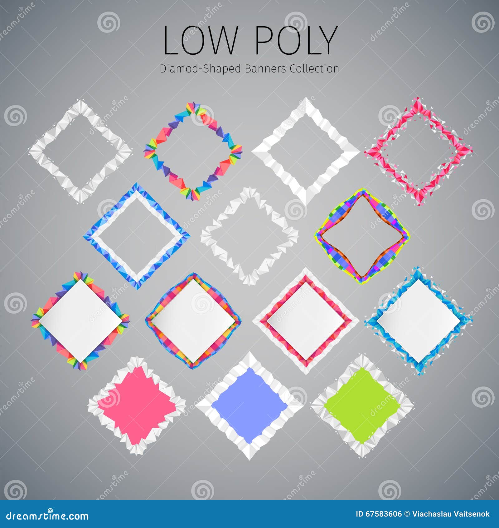 Low Poly Diamond-Shaped Banners Set Stock Vector - Illustration of ...