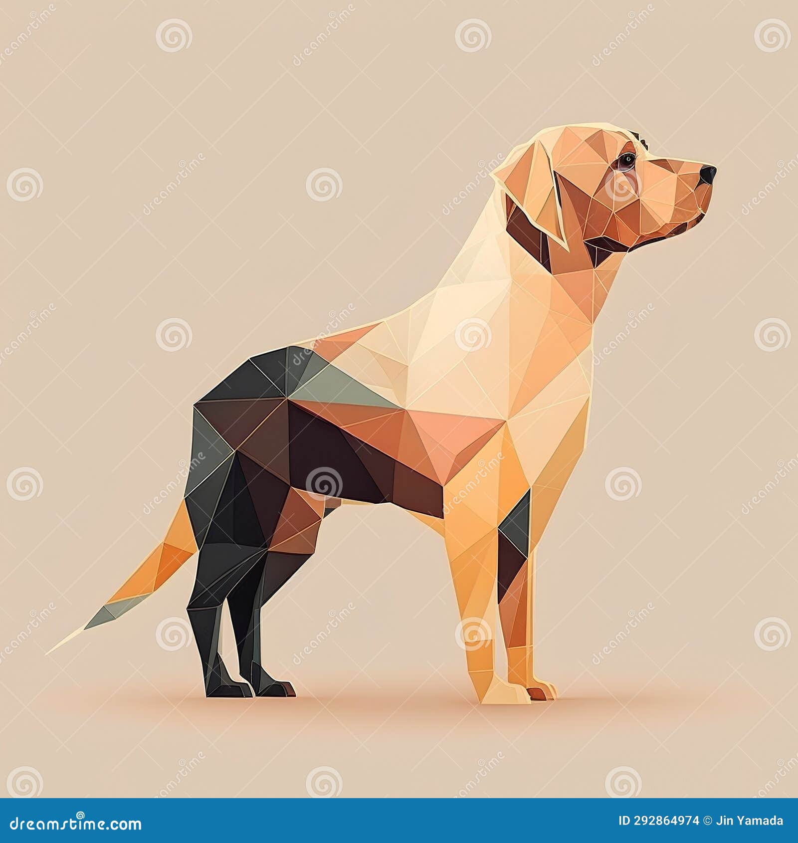 Low Poly Dog Isolated on a Beige Background. Polygonal Illustration ...