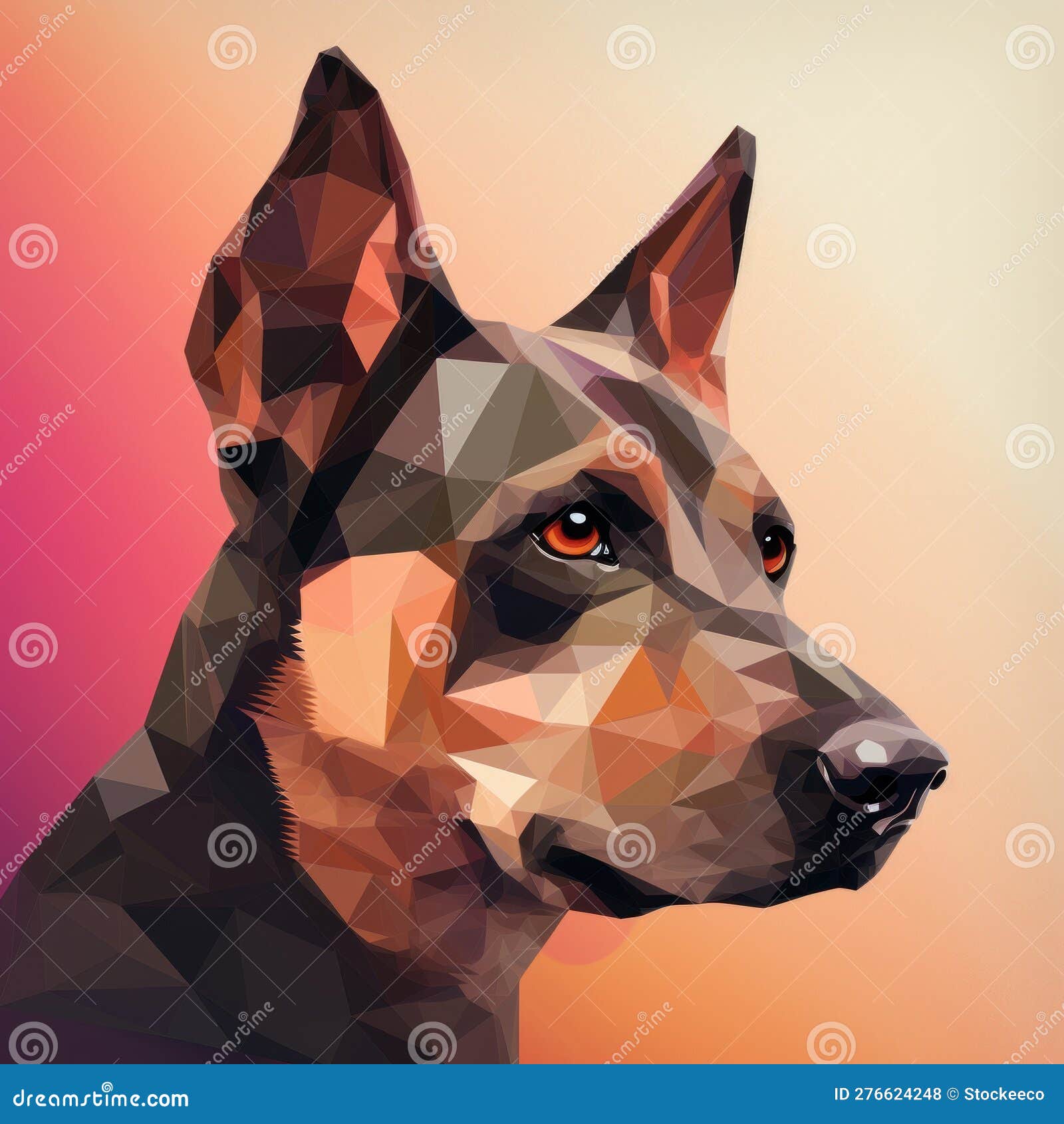 Low Poly Dog Portrait in Surreal Style Stock Illustration ...