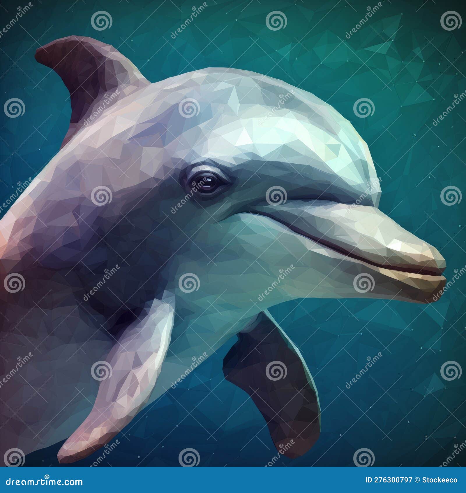 Low Poly Dolphin Portrait in Surreal Style Stock Illustration ...