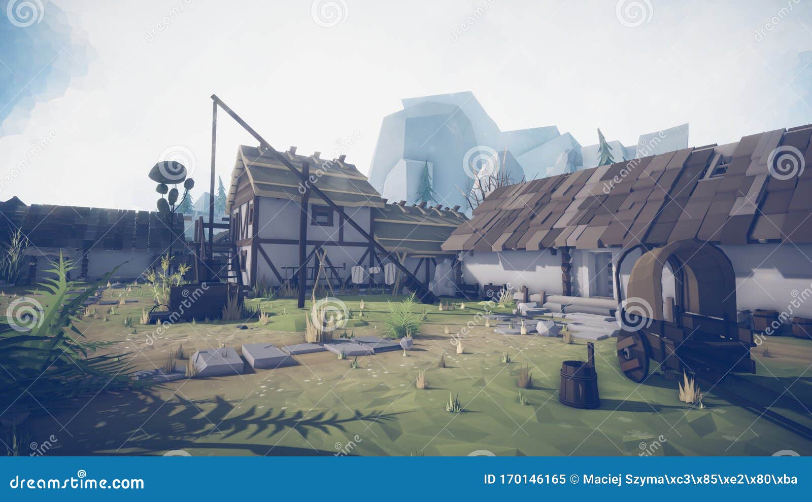 Low Poly Medieval Town Stock Photography | CartoonDealer.com #170146124