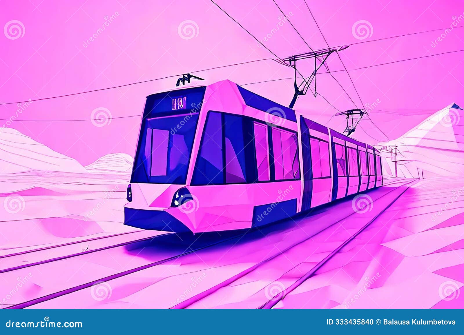 Low Poly the Driver and Tram Rendered with a Low Numbe Stock Photo ...