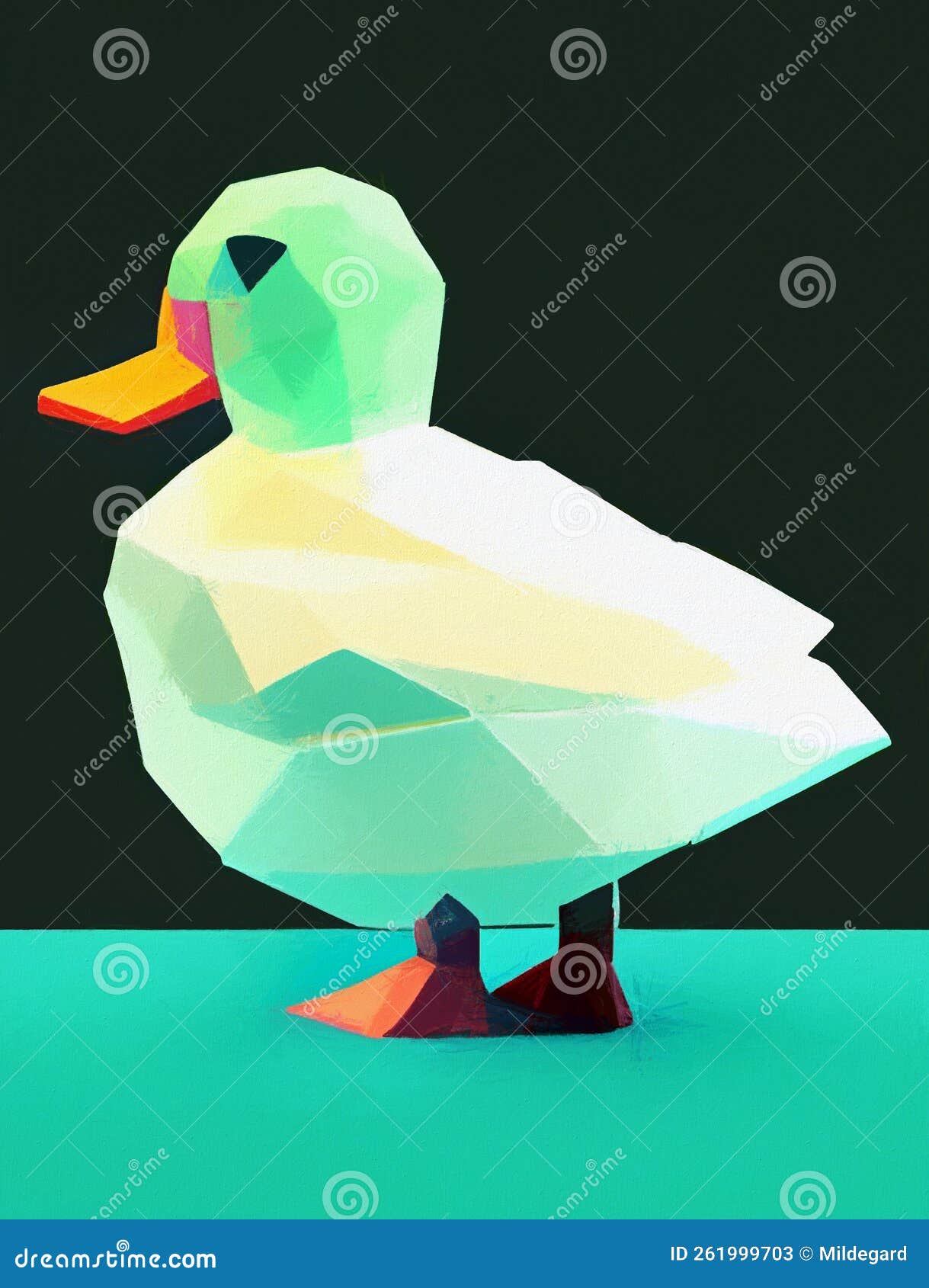 Low Poly Duck - Stylized Digital Art Stock Illustration - Illustration ...