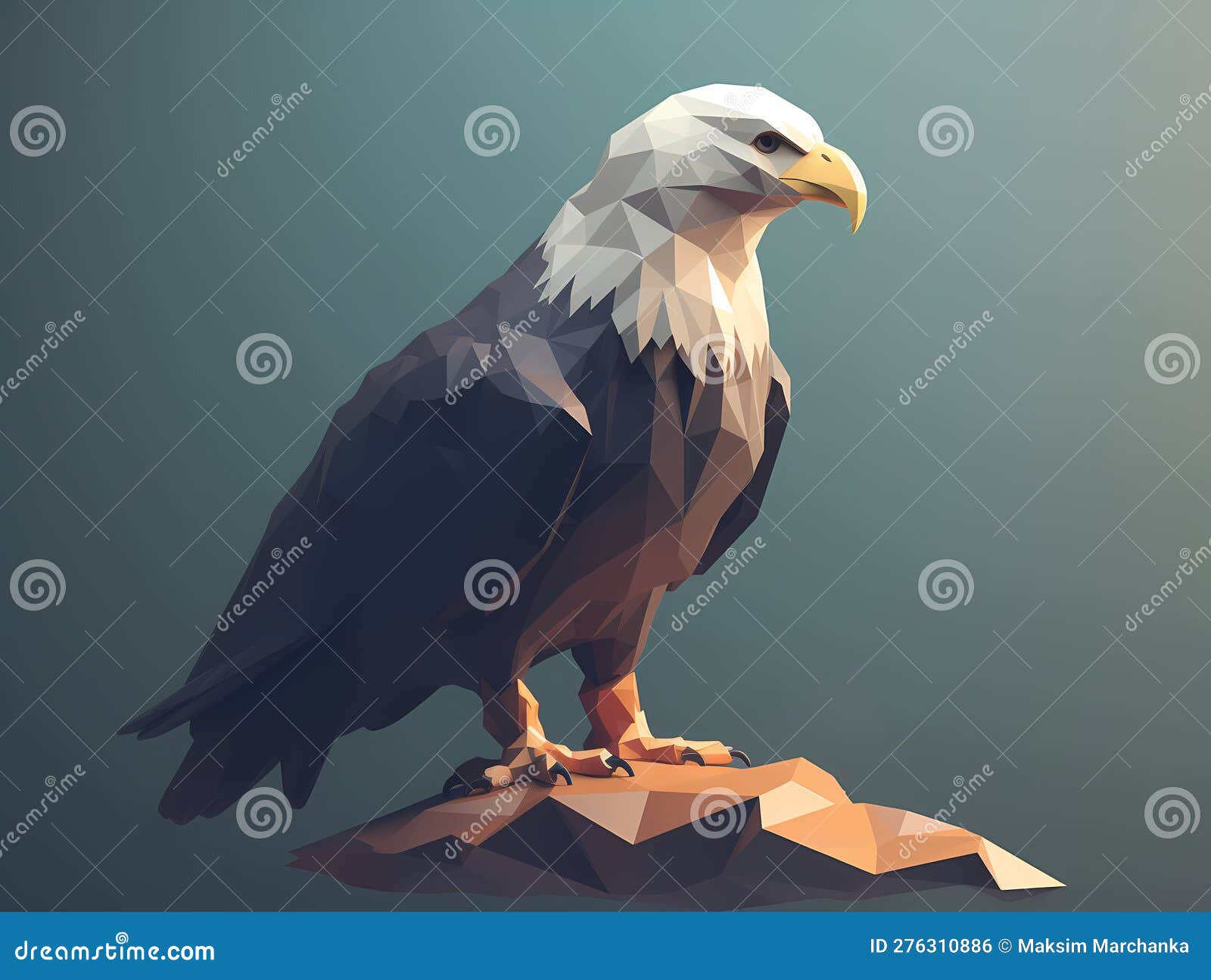 Low Poly Eagle Portrait on Dark Background, Generated by AI Stock Illustration - Illustration of ...